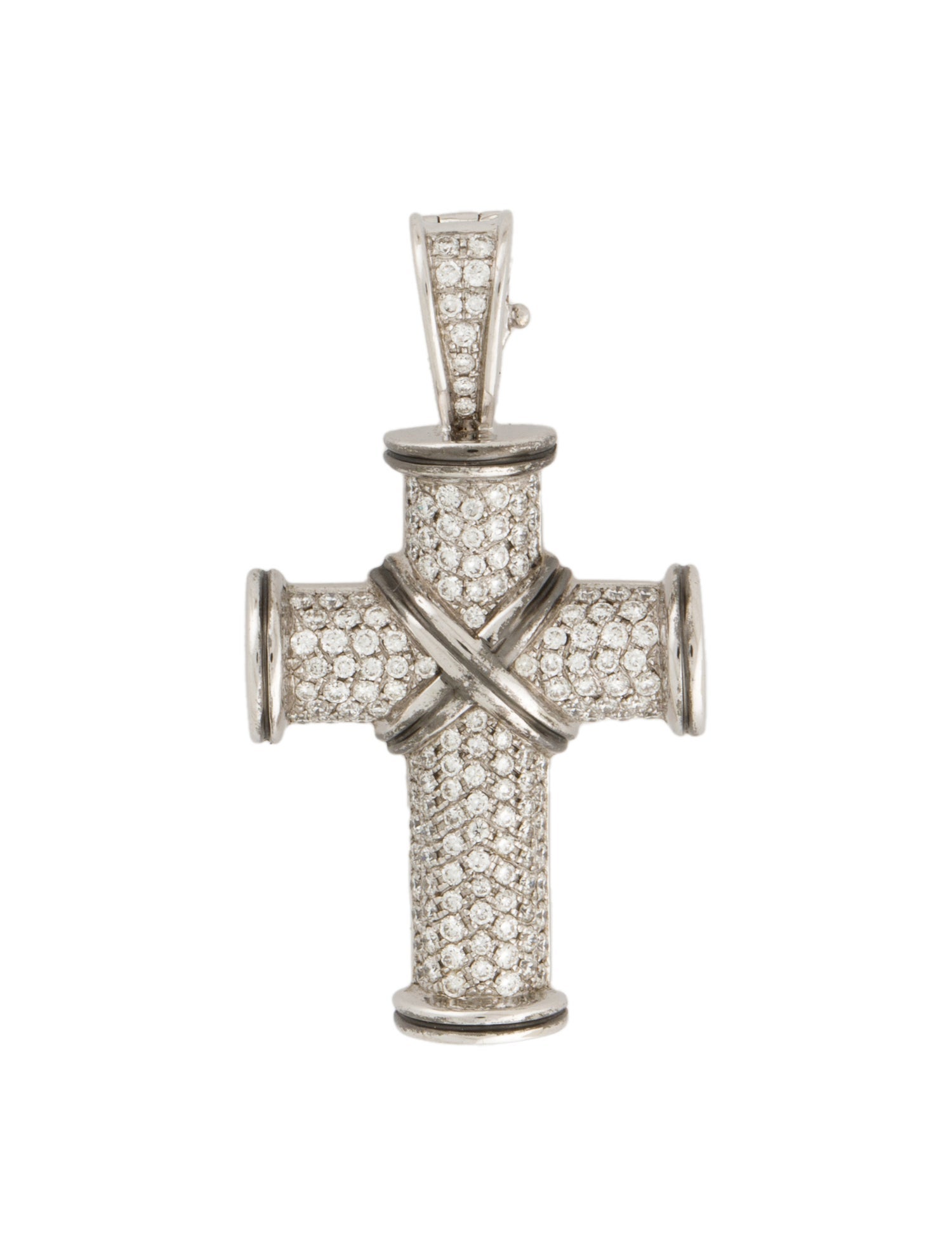 Theo Fennell 18K Diamond Pave Cross Pendant - Rhodium-Plated 18K White ...