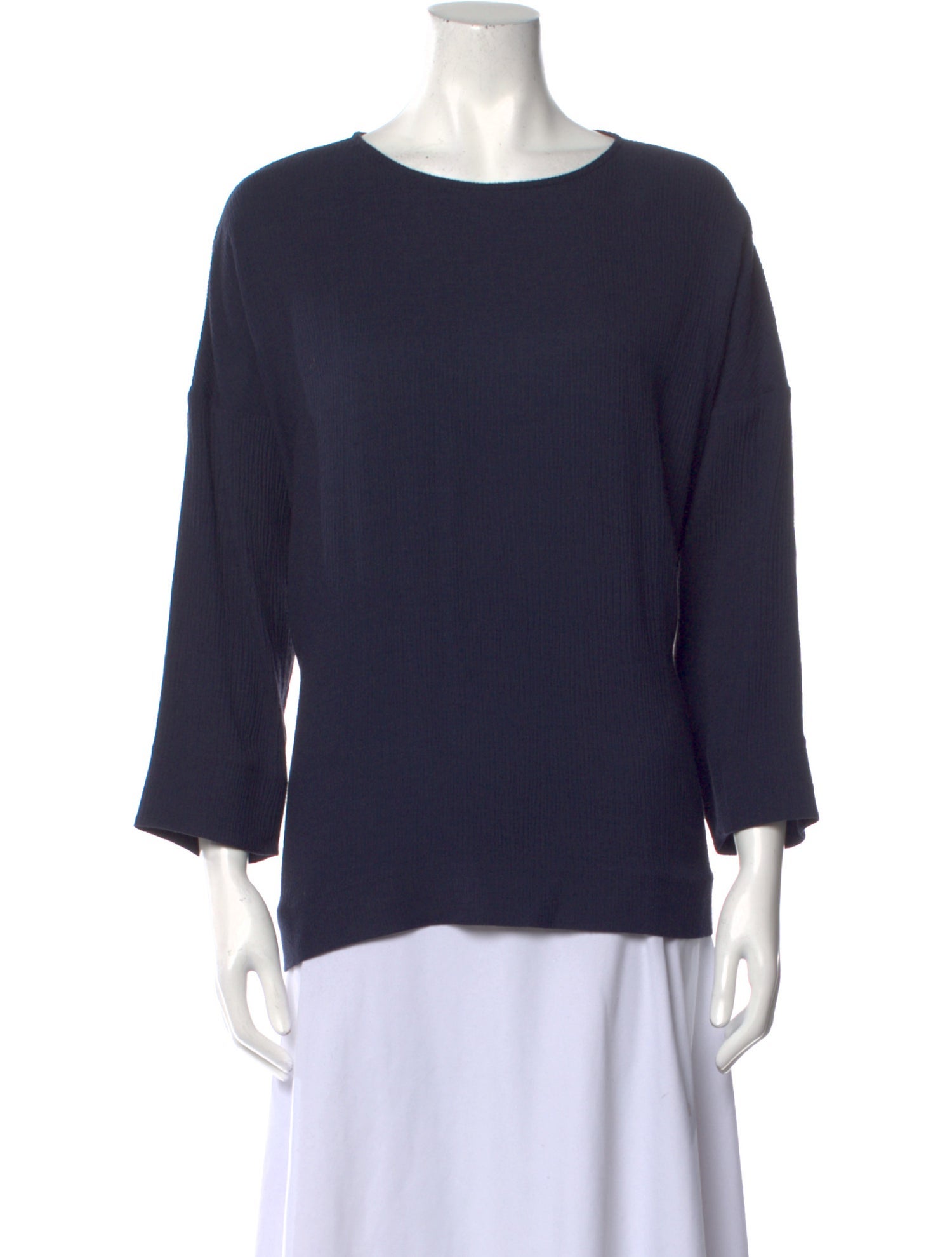 Loro Piana Crew Neck Three-Quarter Sleeve Crop Top - Blue Tops ...