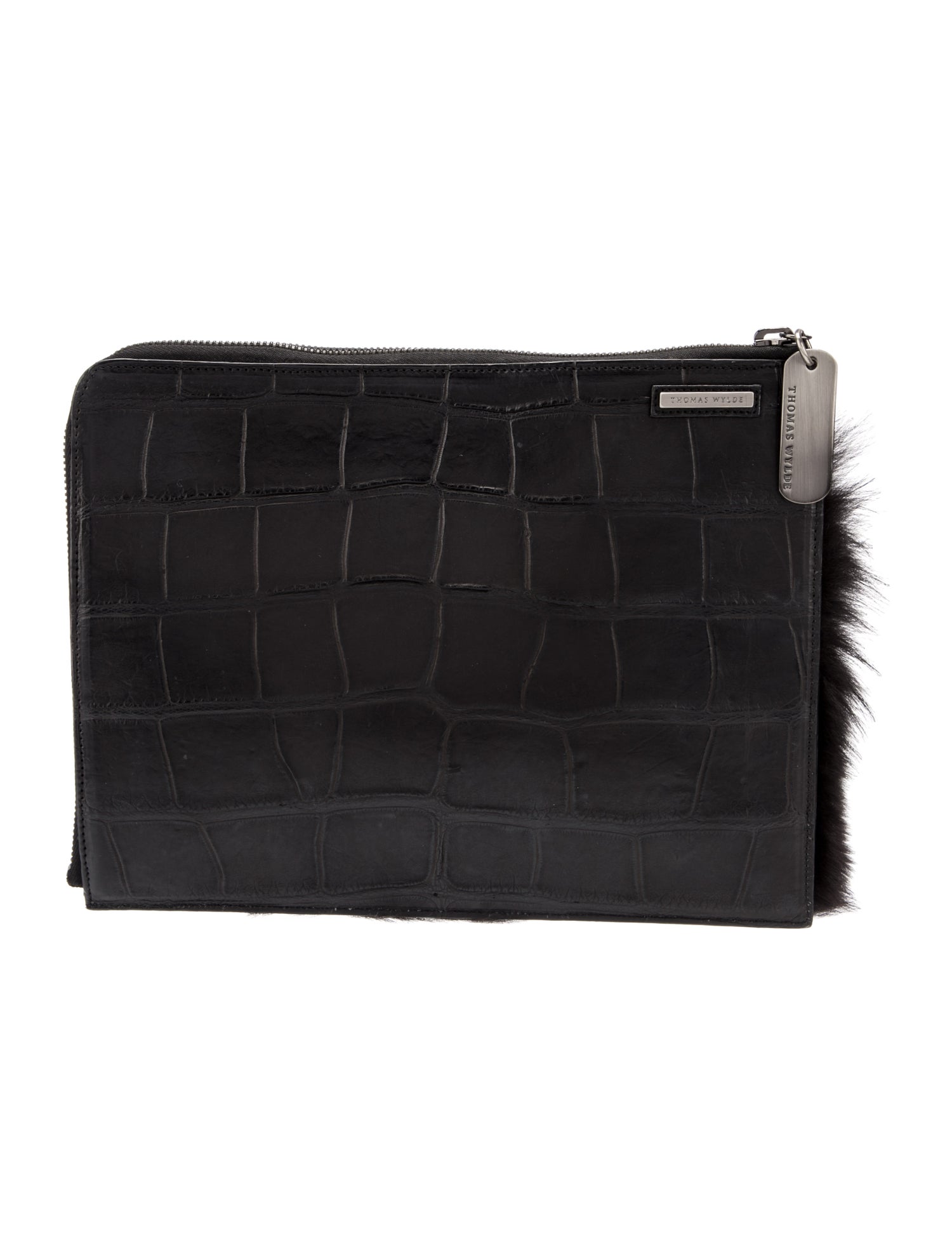 Thomas Wylde Croc Embossed Leather Clutch - Black Clutches, Handbags ...