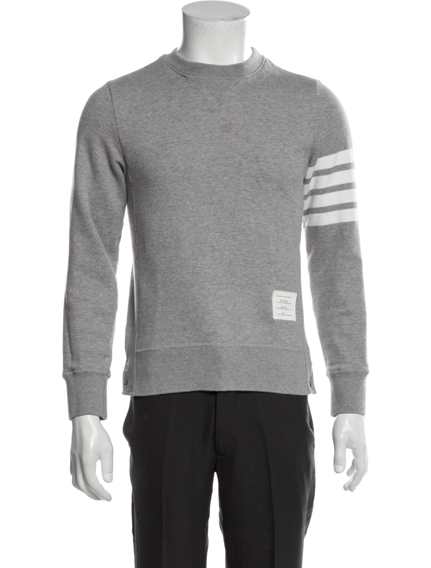 Thom Browne Striped Crew Neck Sweatshirt - Grey Sweatshirts & Hoodies, Clothing - THO47921 | The ...