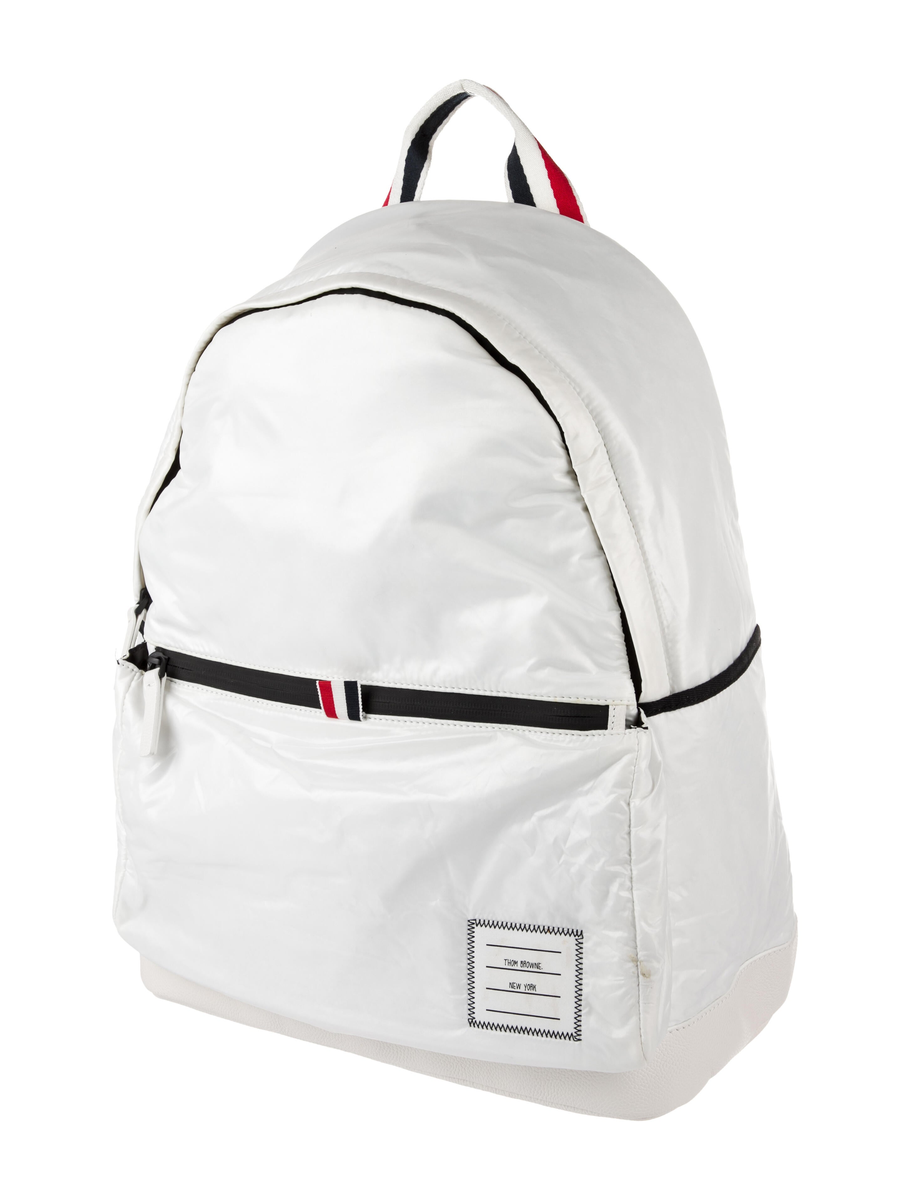 Thom Browne Leather Trimmed Backpack - White Backpacks, Handbags ...