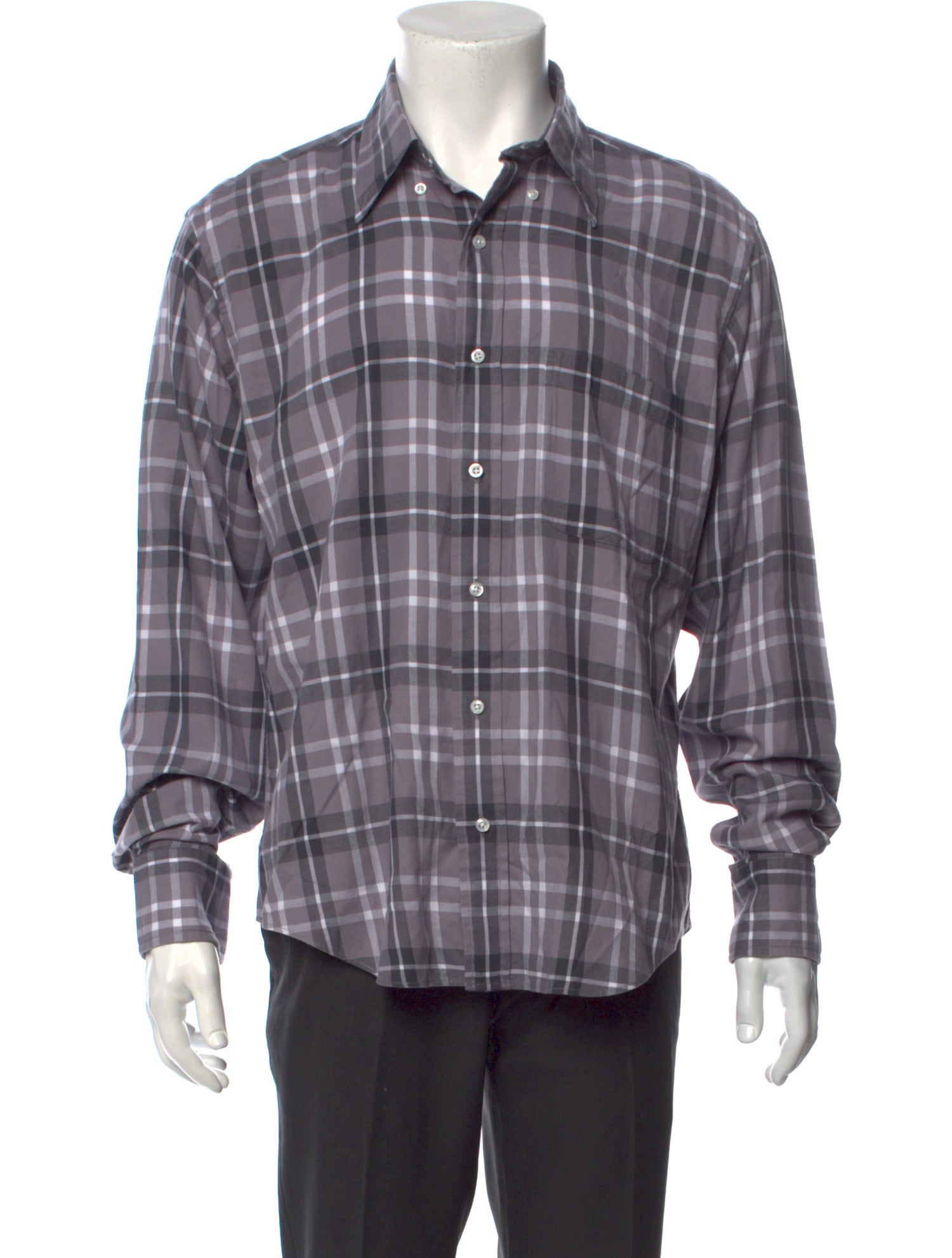 Thom Browne Check Plaid Pattern Plaid Print Shirt - Purple Casual ...