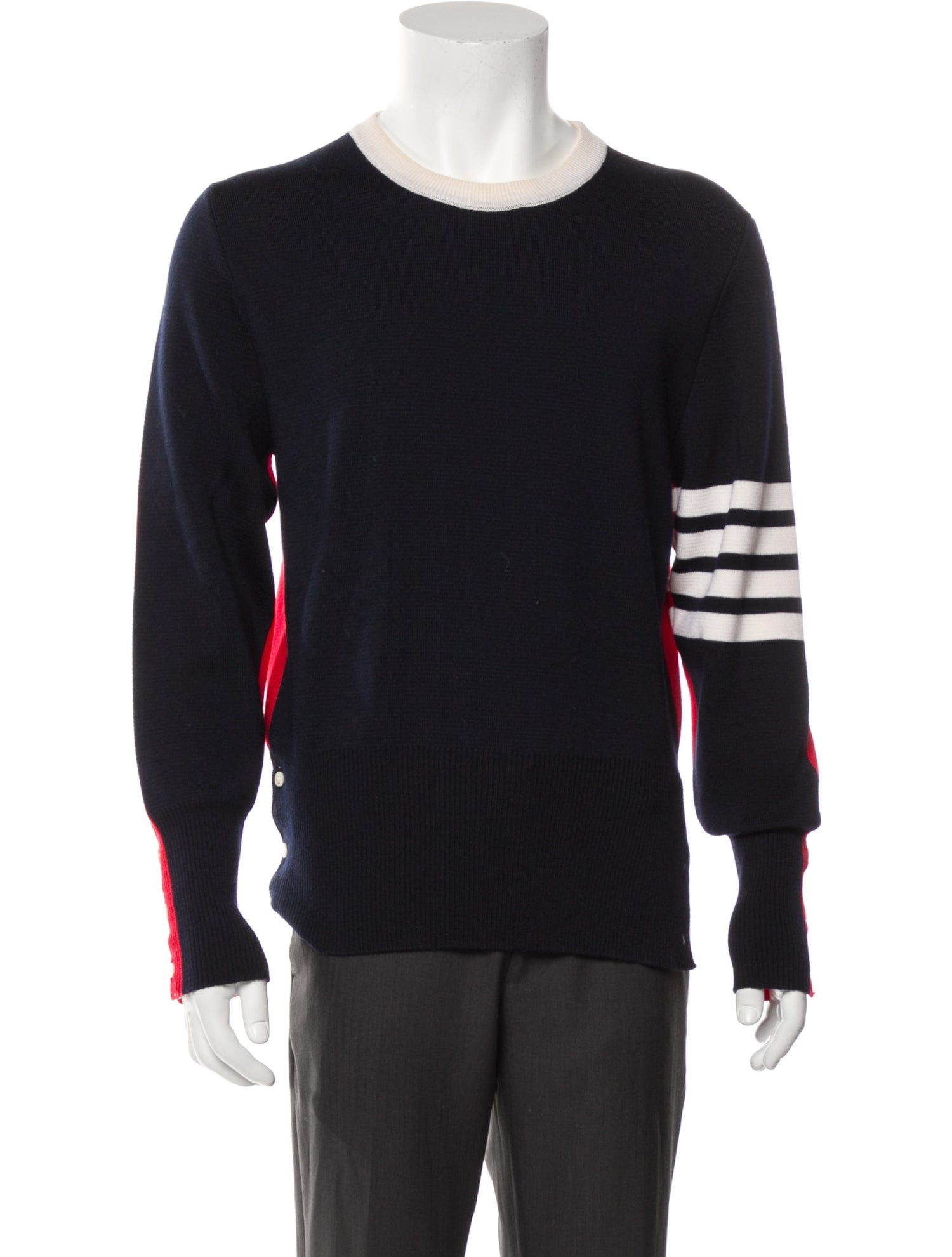 Thom Browne Striped Crew Neck Pullover - Blue Sweaters, Clothing - THO53068 | The RealReal