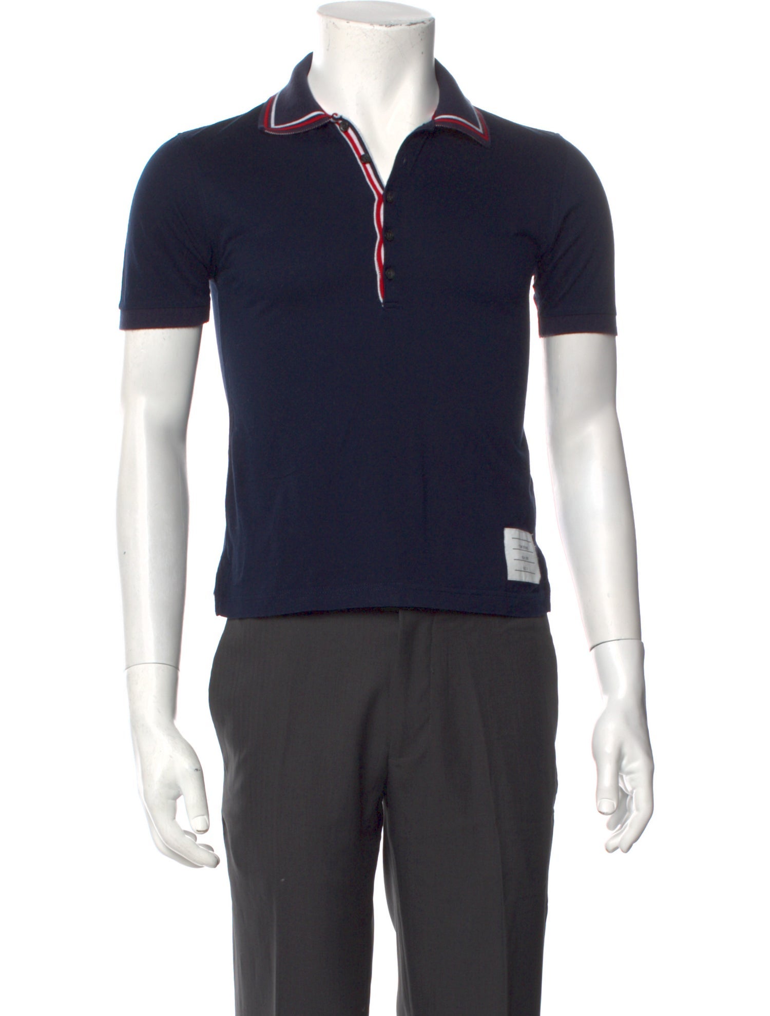 Thom Browne Pique Tipped Collar Polo Shirt - Blue Polos, Clothing ...
