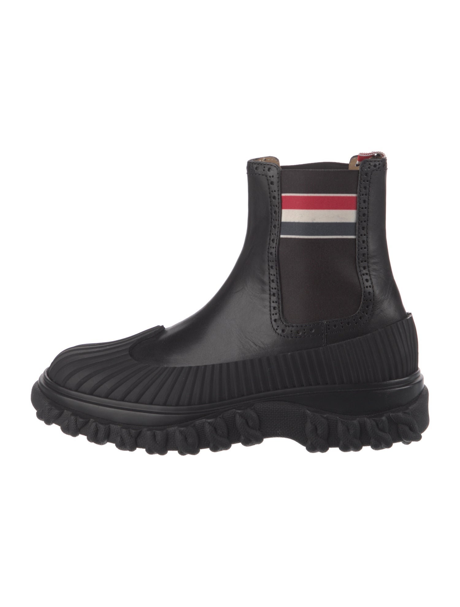 Thom Browne Leather Striped Chelsea Boots - Black Boots, Shoes ...
