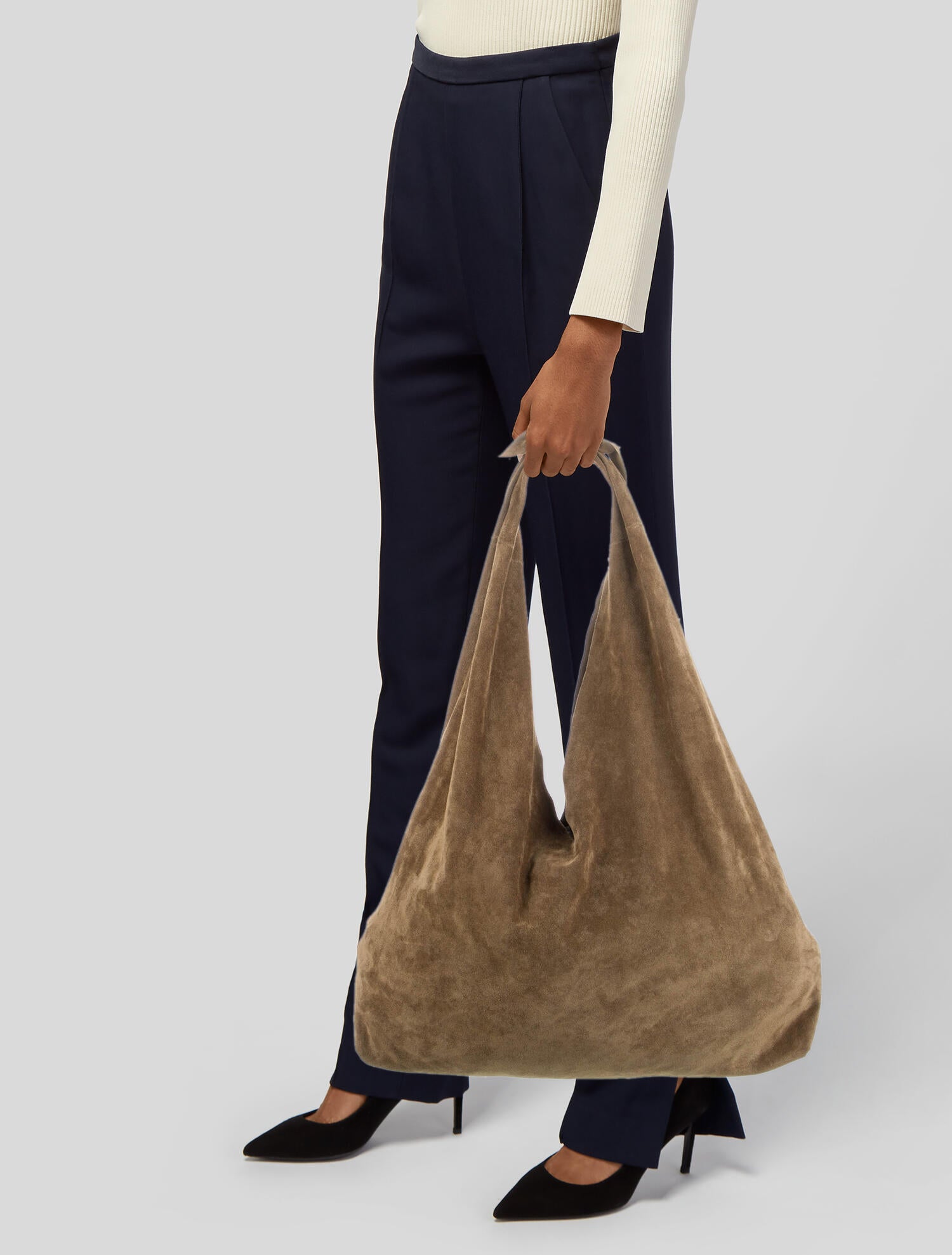 The Row Suede Shoulder Bag - Brown Shoulder Bags, Handbags - THR102552 ...