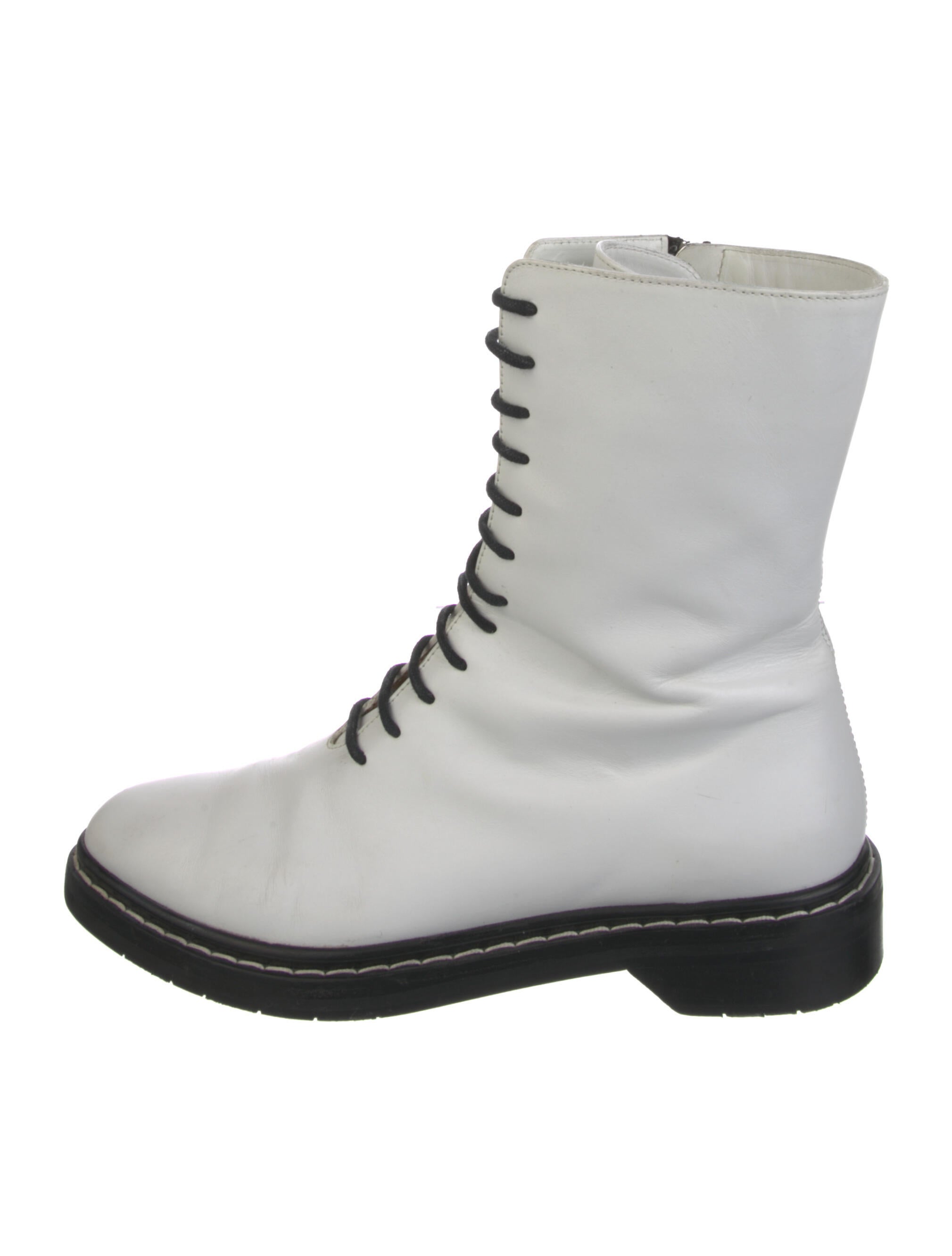The Row Patent Leather Combat Boots - White Boots, Shoes - THR106568 ...