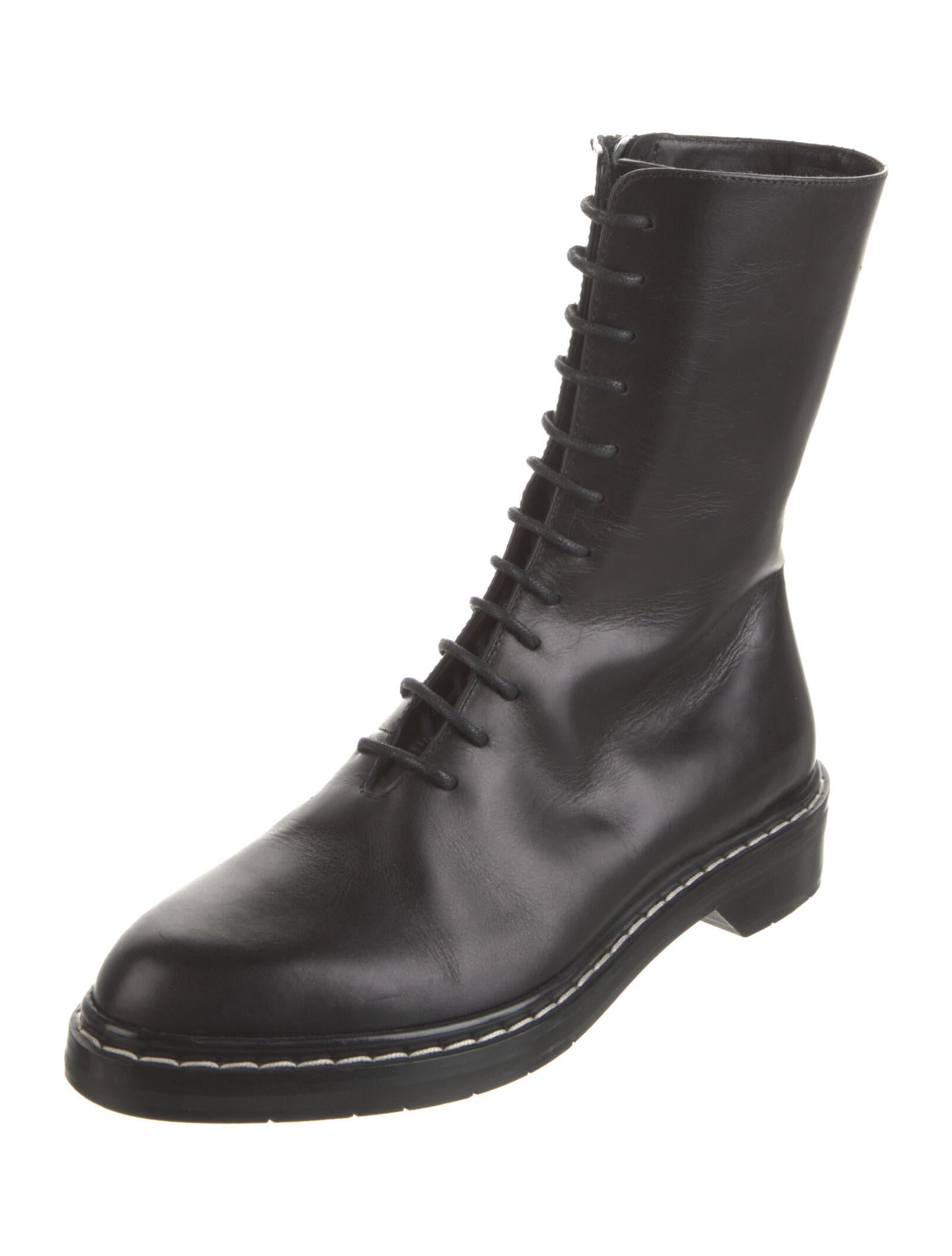 The Row Leather Combat Boots - Black Boots, Shoes - THR109525 | The ...