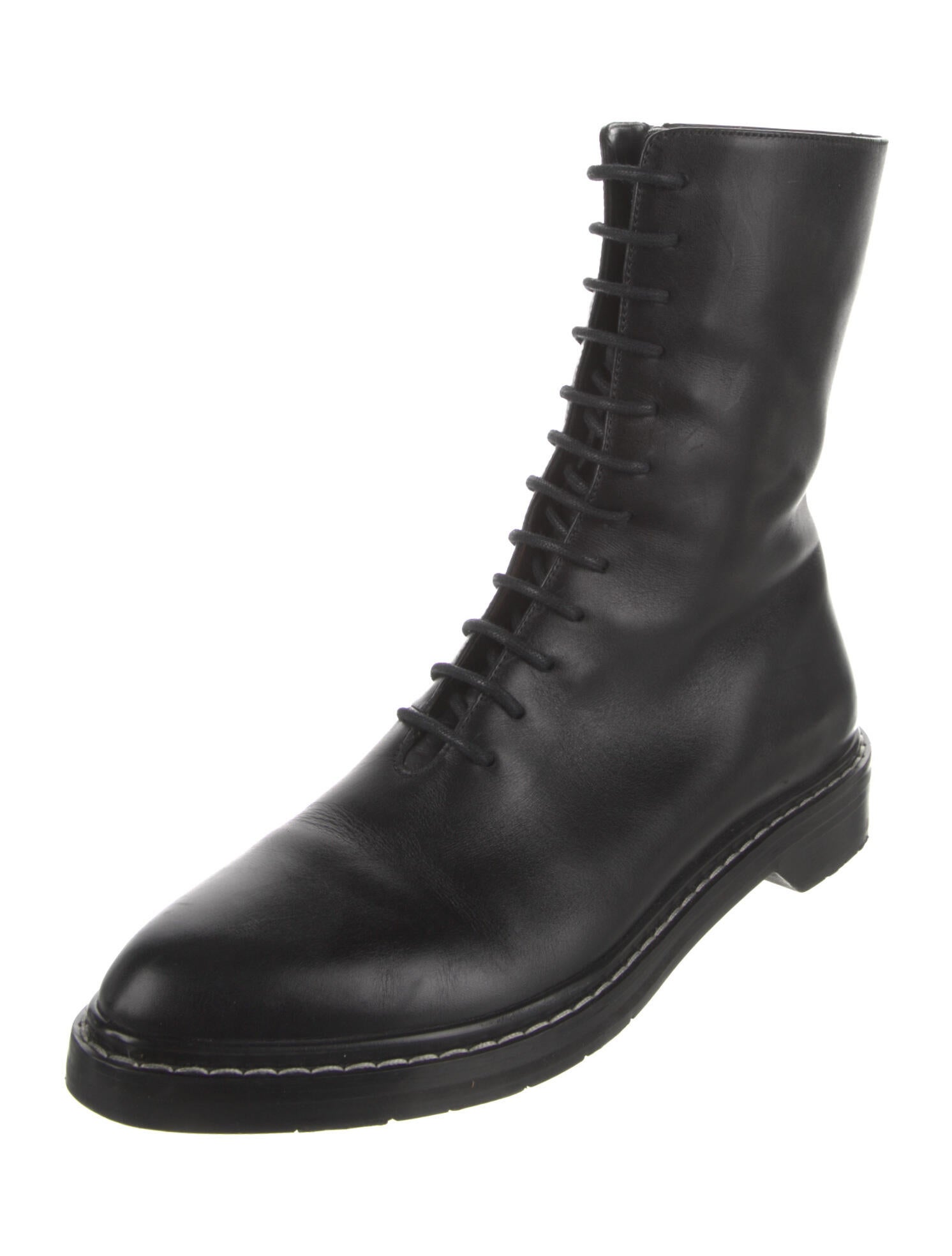 The Row Leather Combat Boots - Black Boots, Shoes - THR109653 | The ...