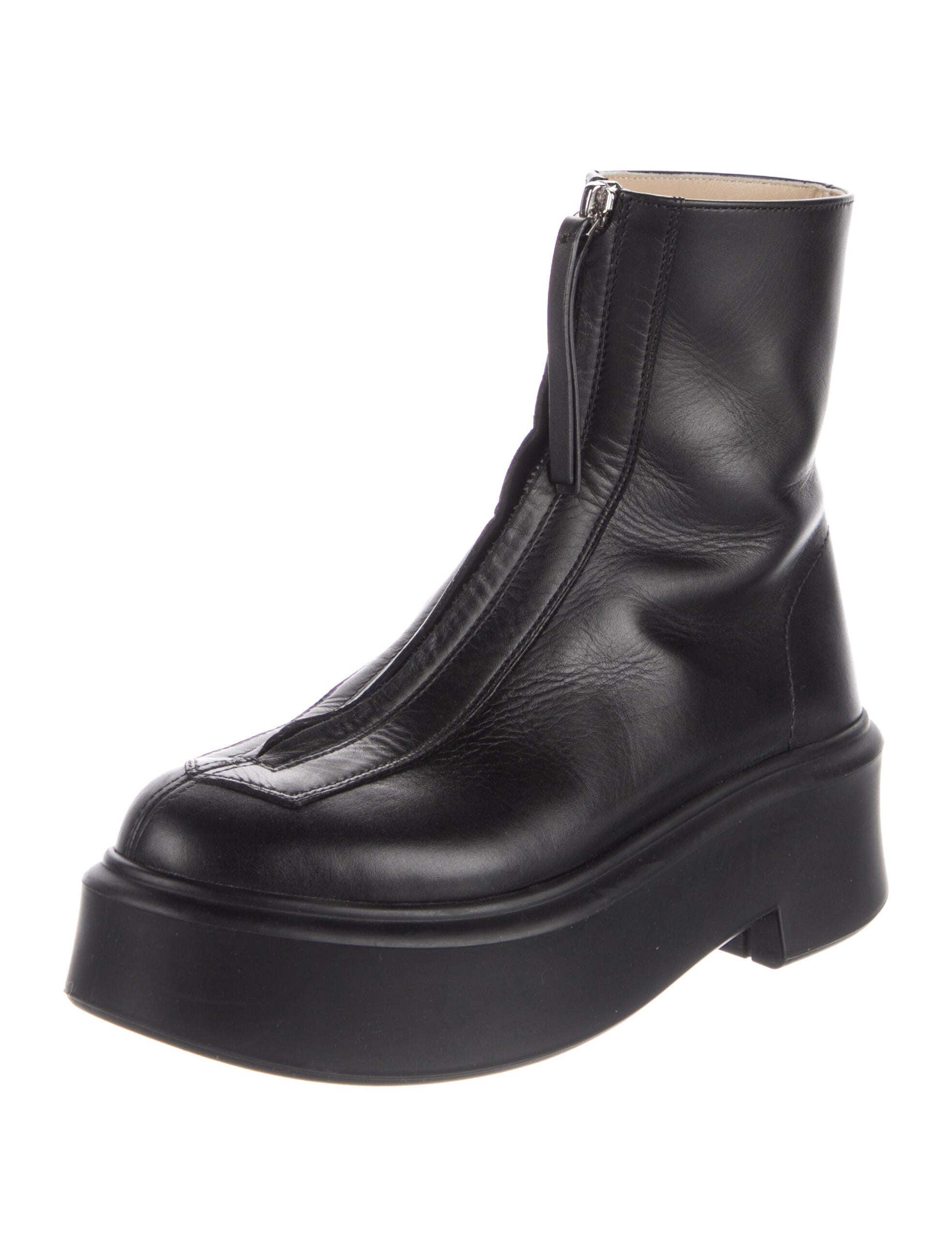 The Row Leather Combat Boots - Black Boots, Shoes - THR110249 | The ...