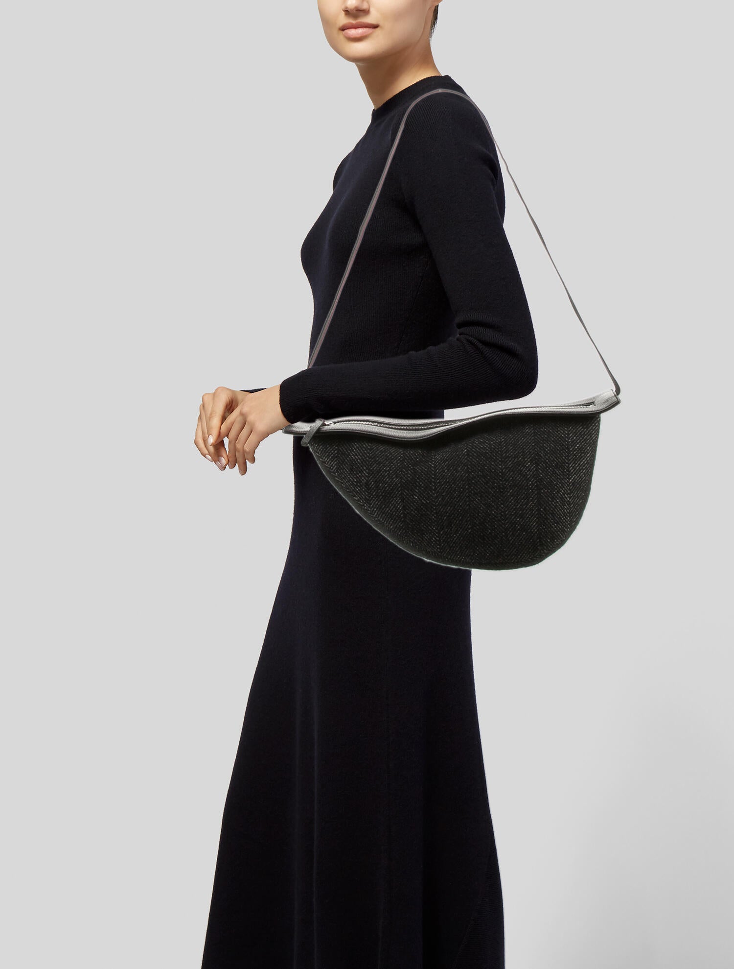 The Row Small Knit Slouchy Banana Bag - Black Crossbody Bags, Handbags ...