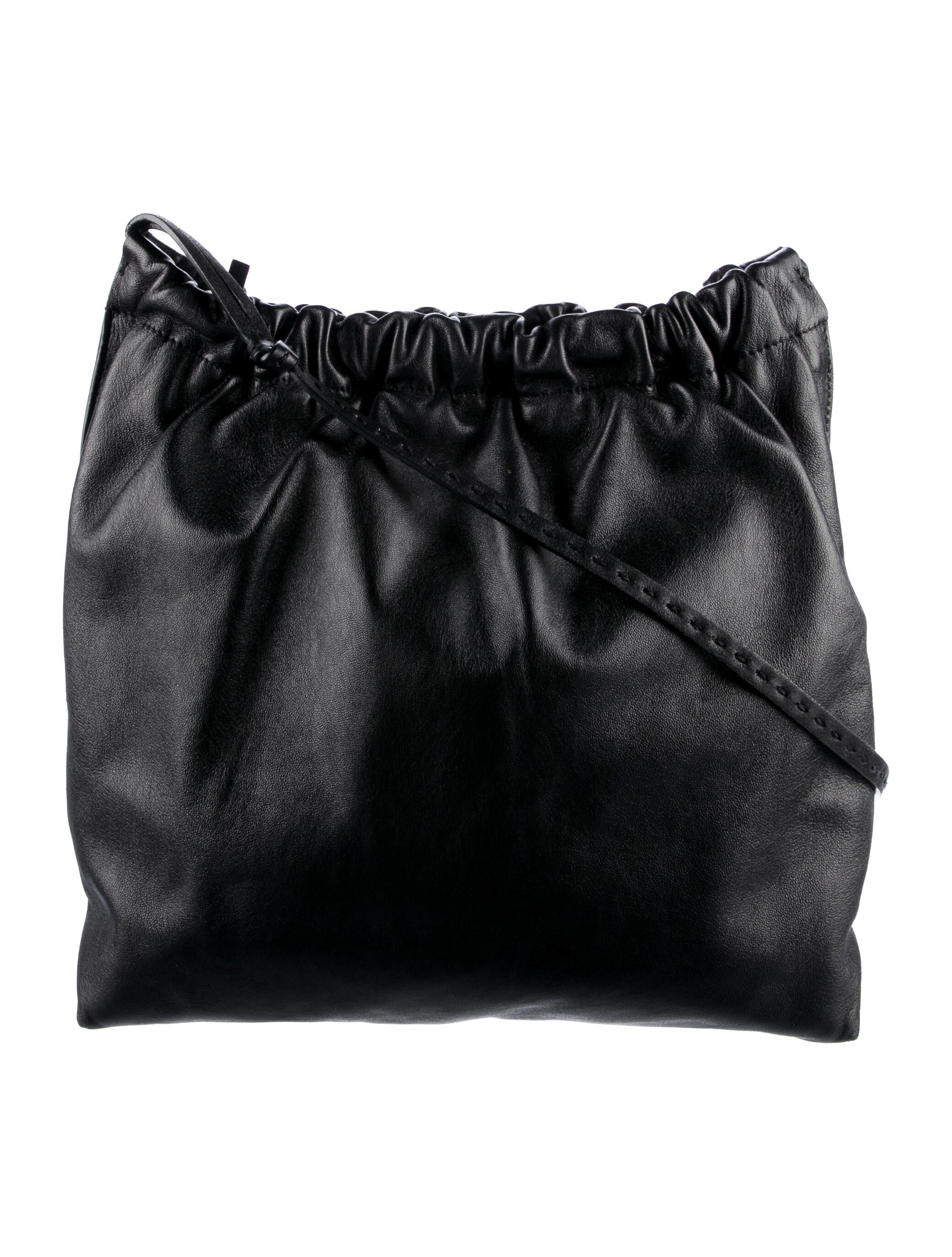 The Row Leather Ruched Shoulder Bag - Black Shoulder Bags, Handbags ...