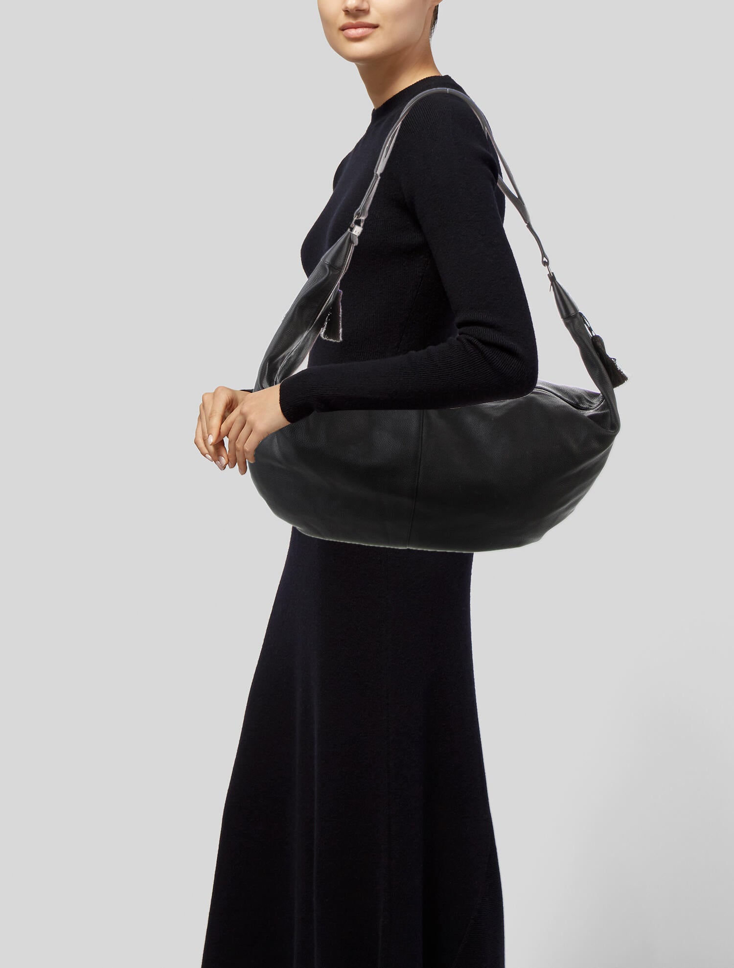 The Row Leather hobo bag - Black Hobos, Handbags - THR117142 | The RealReal