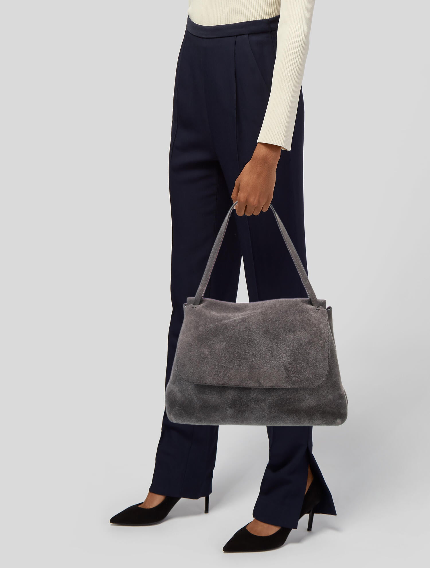 The Row Suede Sidekick Shoulder Bag - Grey Shoulder Bags, Handbags ...