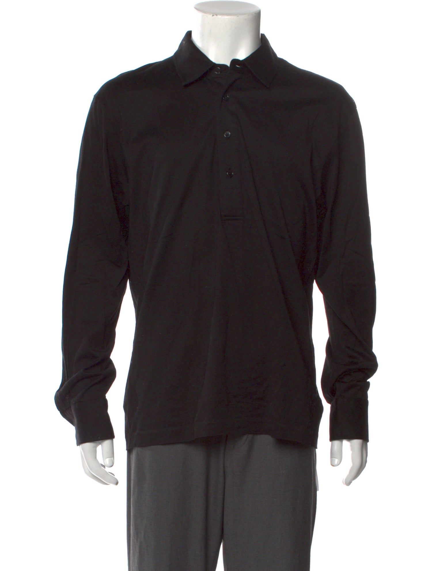 The Row Collar Long Sleeve Polo Shirt - Black Polos, Clothing ...