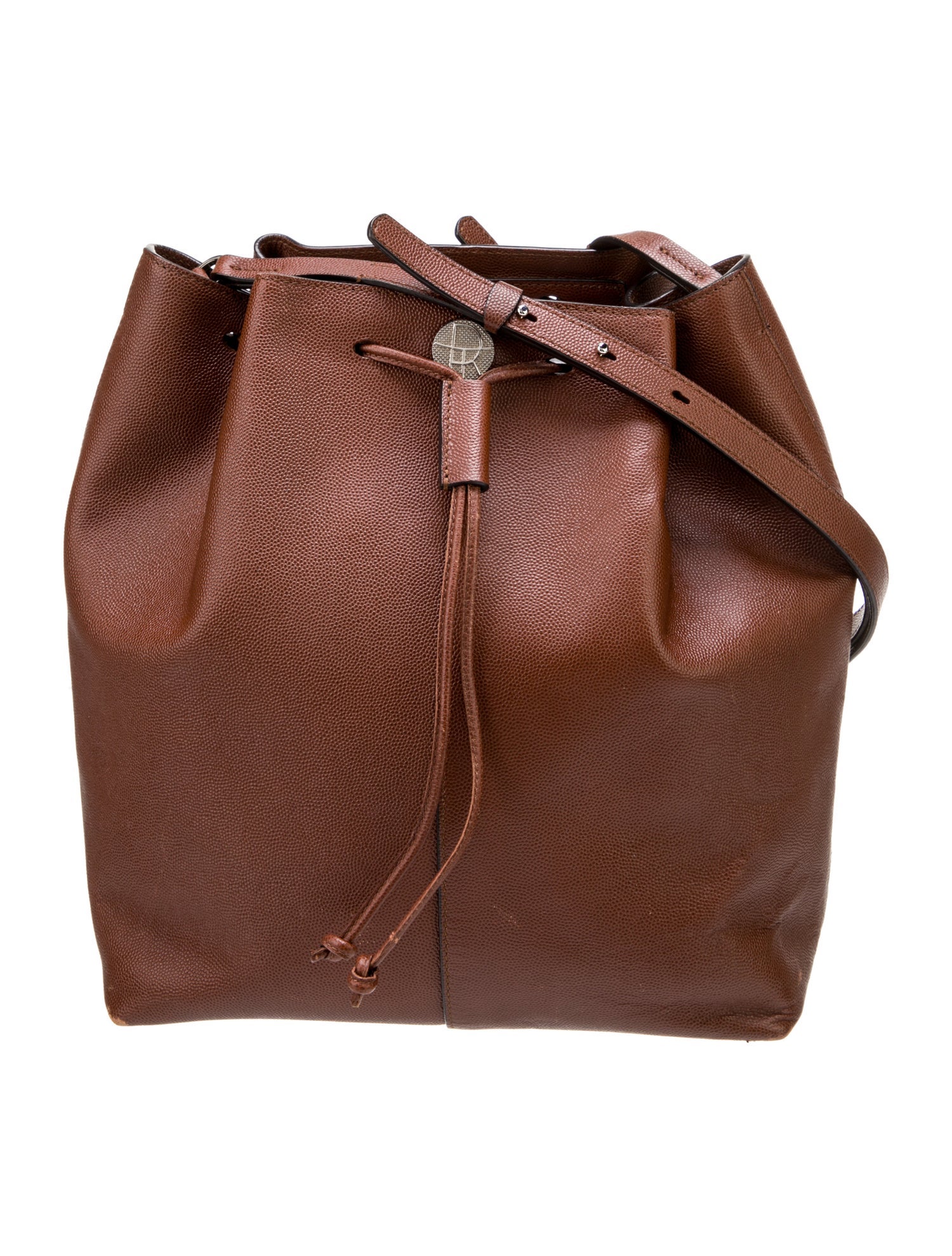 The Row Grained Leather Bucket Bag - Brown Shoulder Bags, Handbags ...