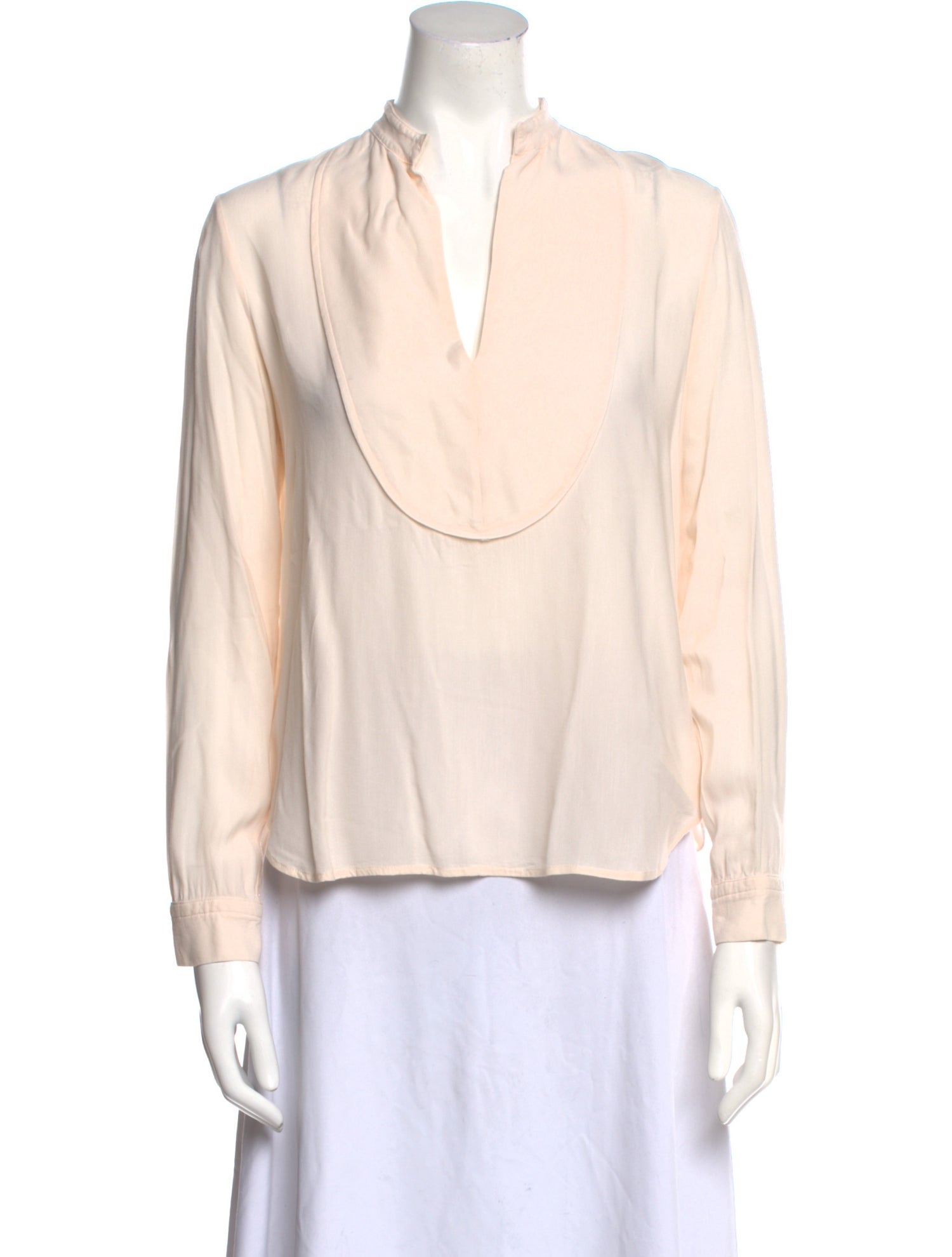 The Row V-Neck Long Sleeve Blouse - Neutrals Tops, Clothing - THR144793 ...