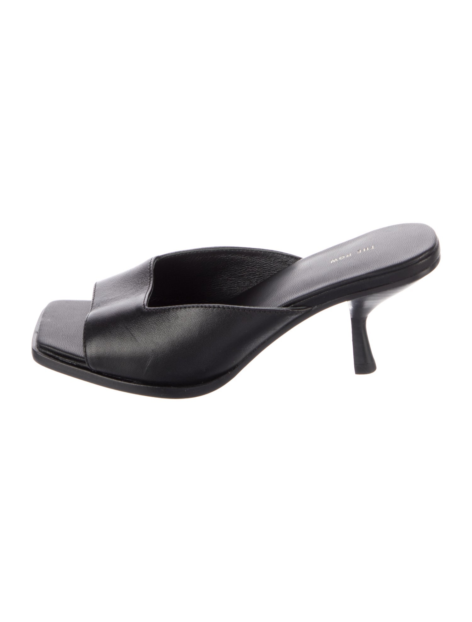 The Row Leather Slides - Black Sandals, Shoes - THR146009 | The RealReal