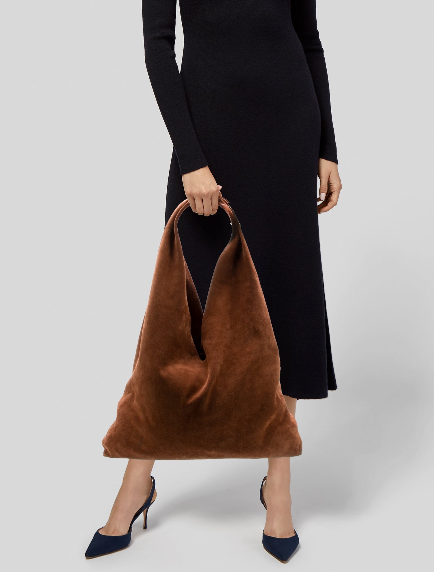 The Row Large Suede Bindle Bag - Hobos, Handbags | The RealReal