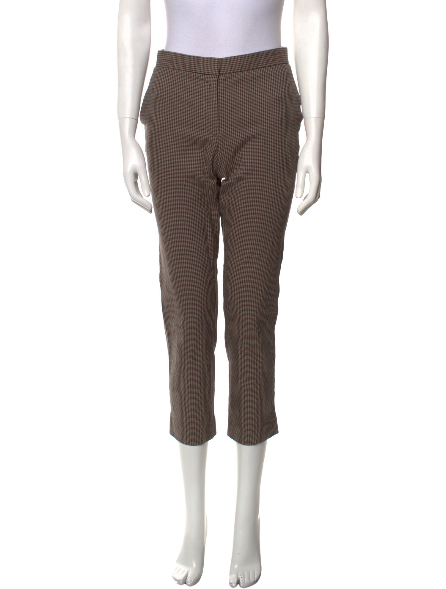 The Row Plaid Print Straight Leg Pants - Brown, 9.25" Rise Pants ...