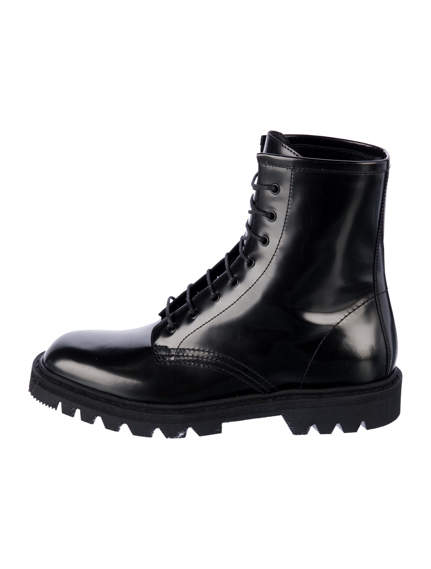 The Row Patent Leather Combat Boots - Black Boots, Shoes - THR174198 ...
