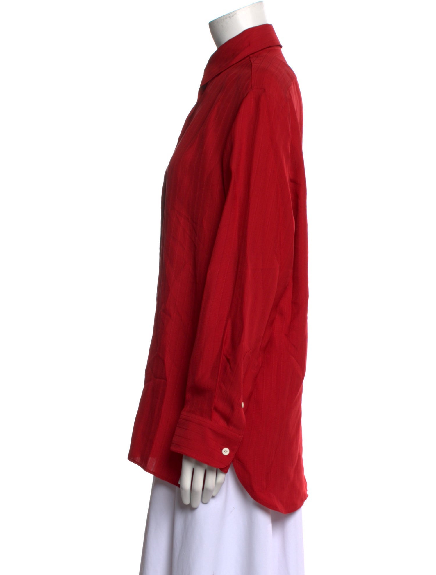 The Row Long Sleeve Button-Up Top - Red Tops, Clothing - THR176267 ...