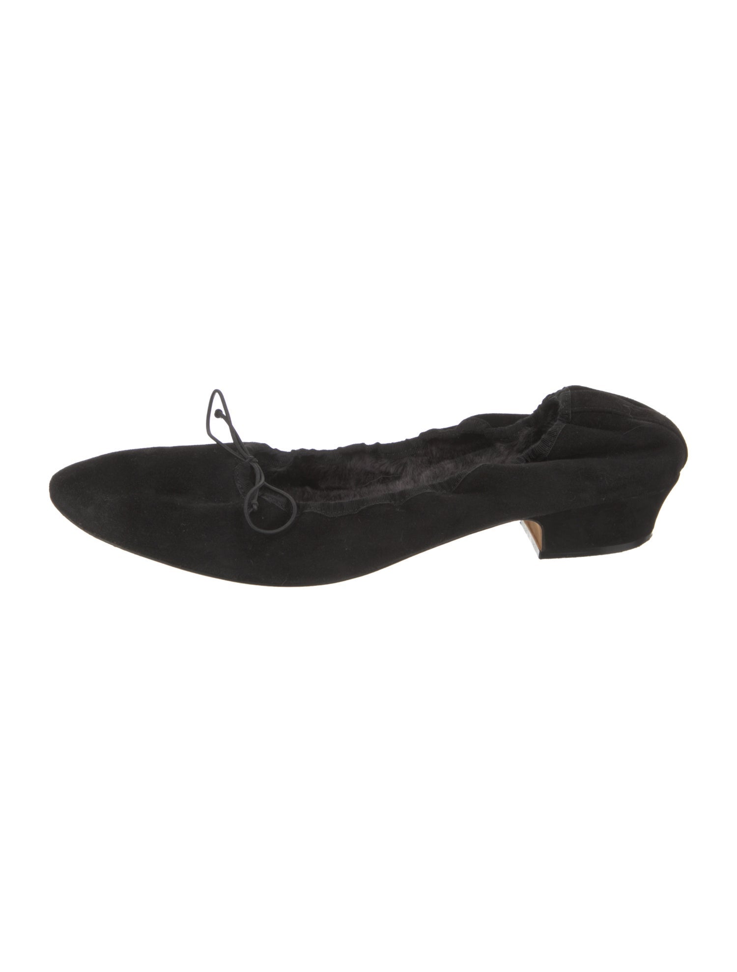 The Row Suede Bow Accents Ballet Flats - Black Flats, Shoes - THR186089 ...