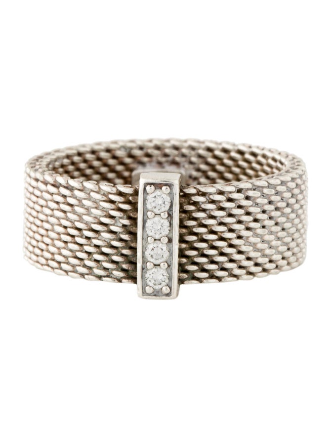 Tiffany & Co. Diamond Mesh Ring - Sterling Silver Band, Rings ...