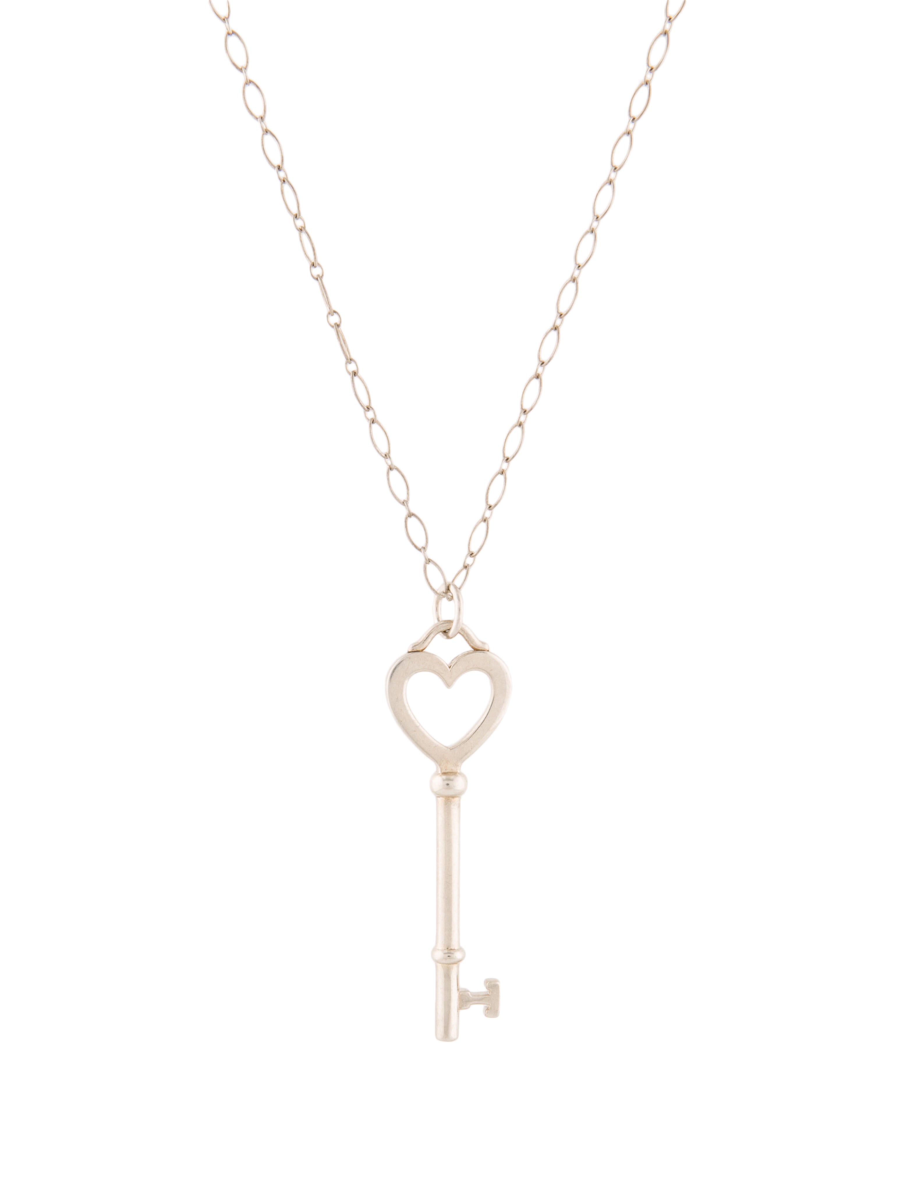 Tiffany & Co. Large Heart Key Pendant Necklace - Sterling Silver ...