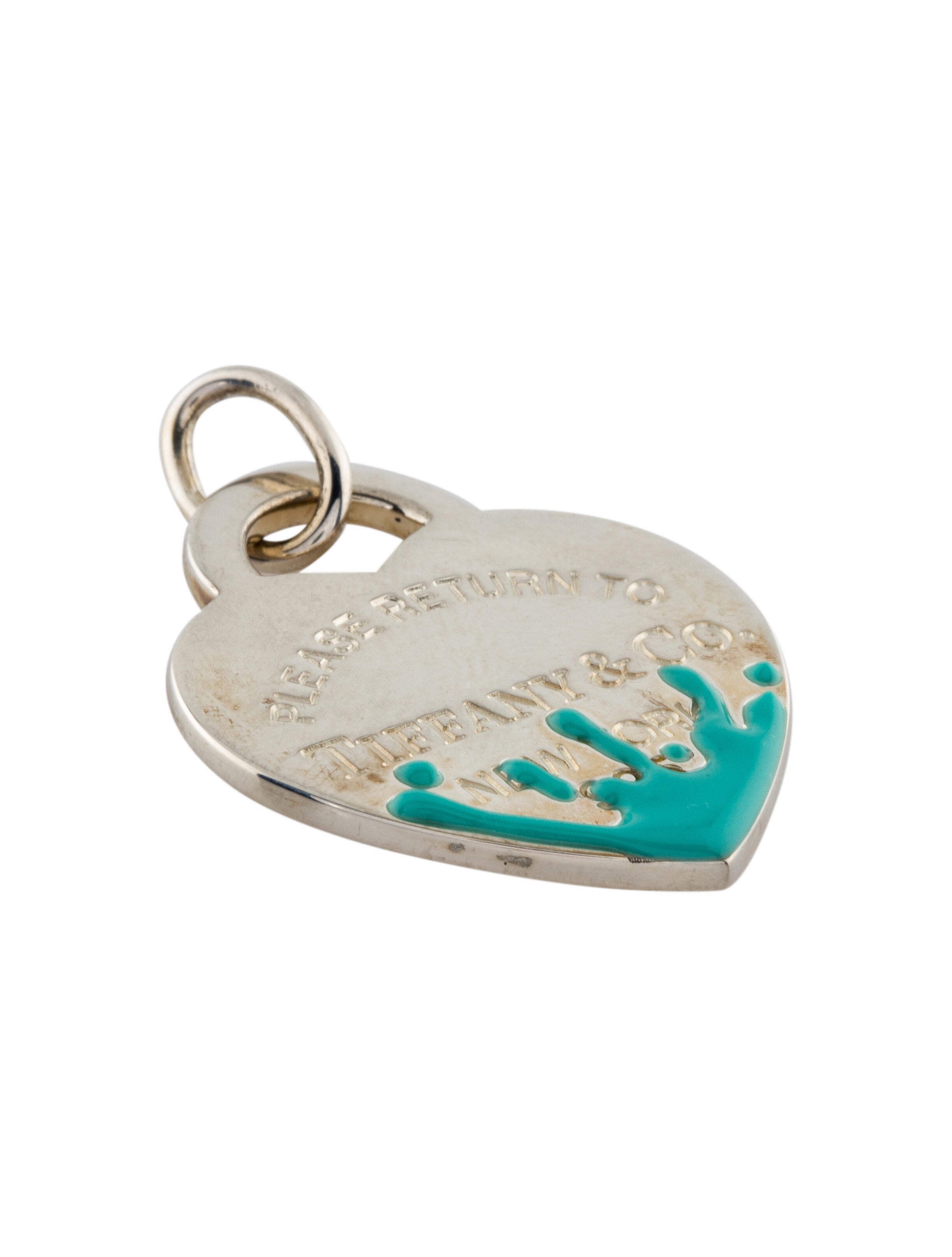 Tiffany & Co. Enamel Splash Heart Tag Charm - Green Pendant Necklace ...