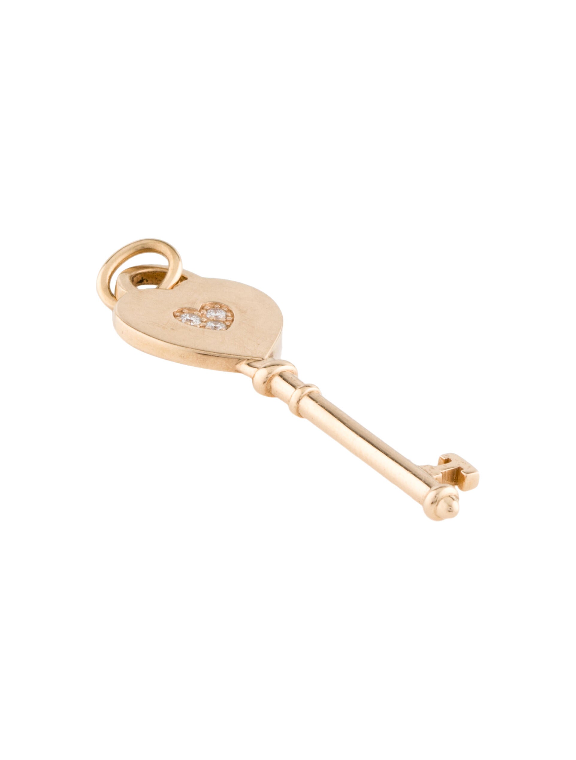 Tiffany & Co. 18K Diamond Heart Key Pendant - Pendant Necklace ...