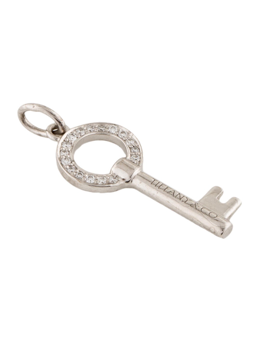 Tiffany & Co. 18K Diamond Open Round Key Pendant - Rhodium-Plated 18K ...