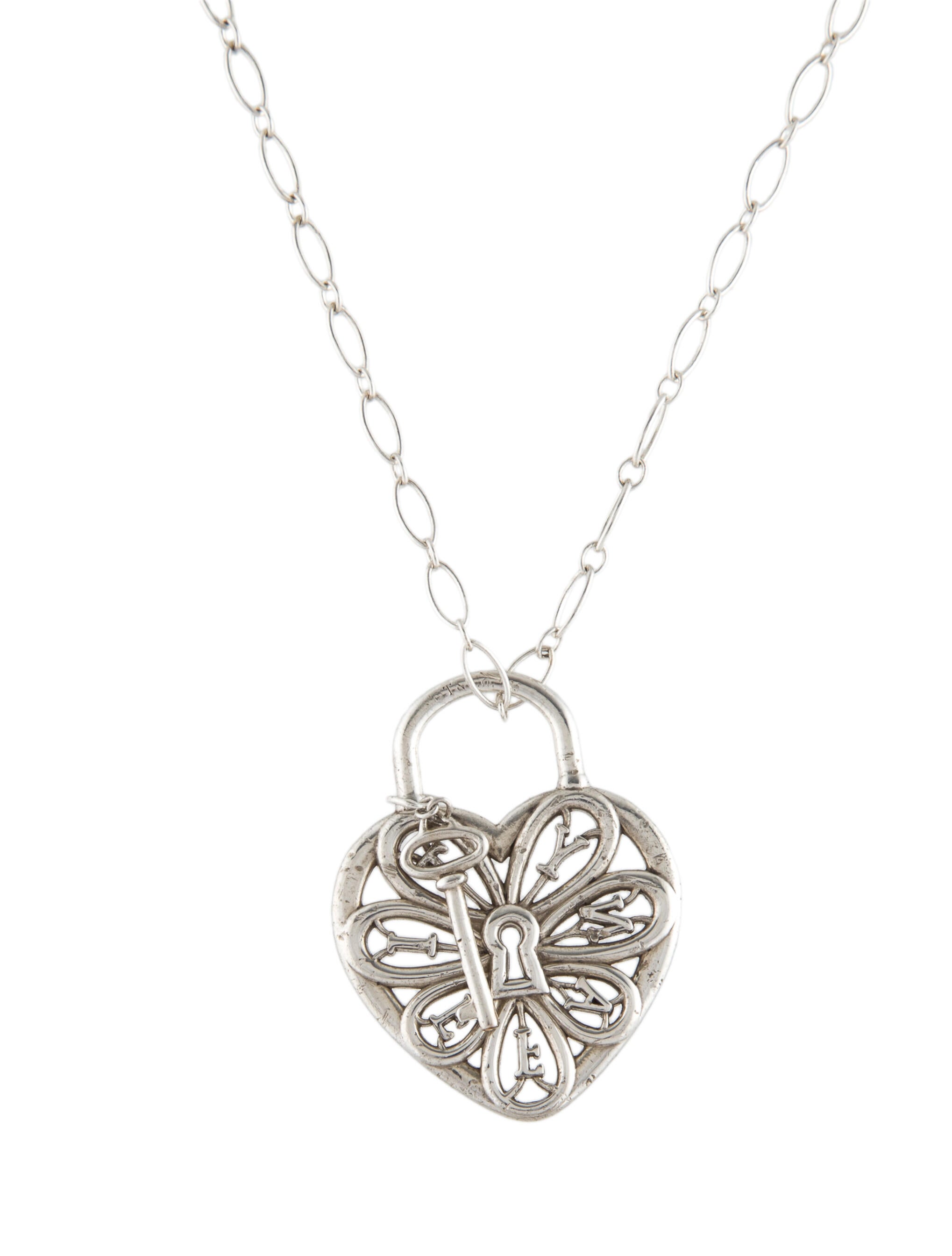 Tiffany & Co. Filigree Heart Lock & Key Pendant Necklace - Sterling ...
