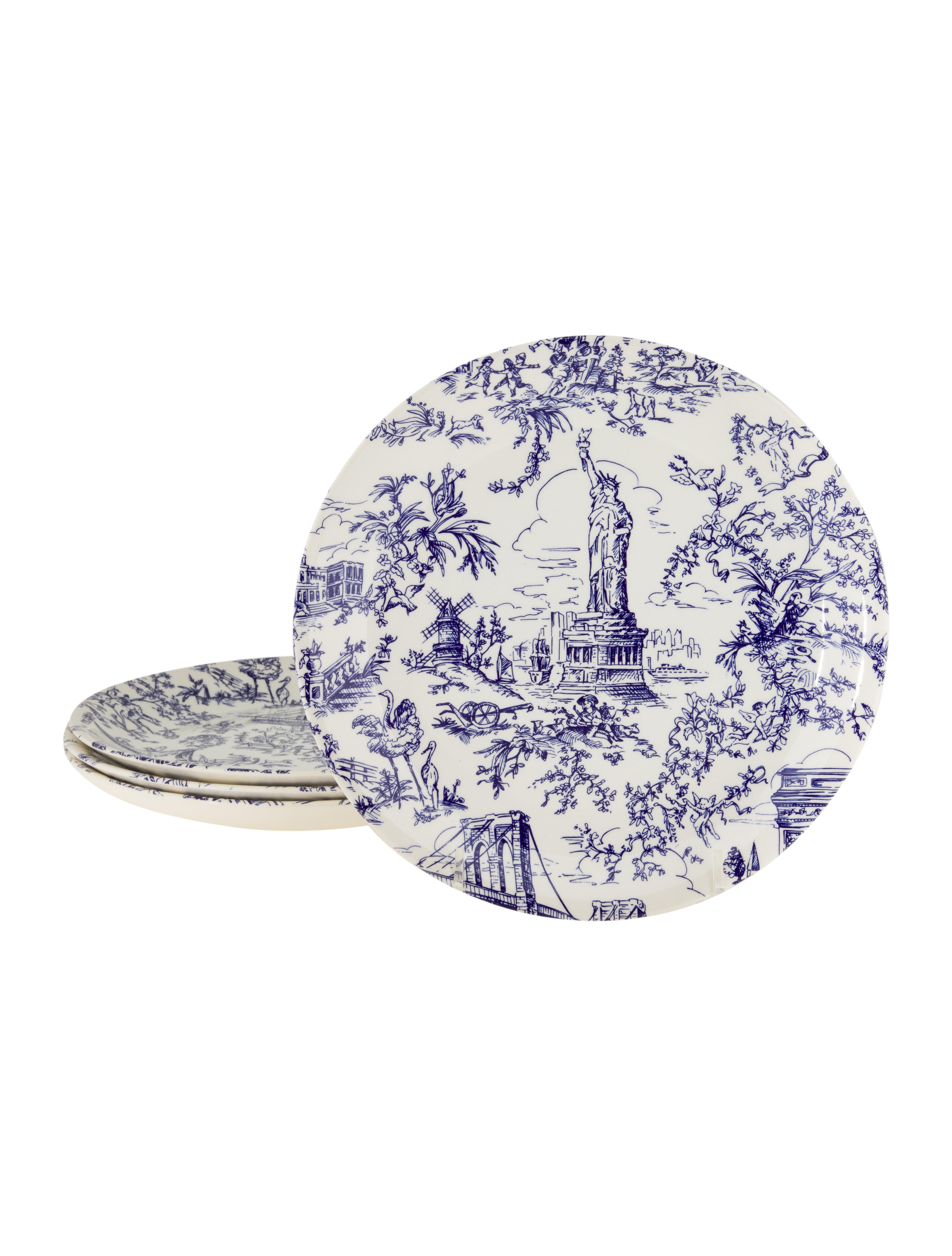 Tiffany & Co. Set Of 4 New York Toile Salad Plates - Blue, 4 pieces ...