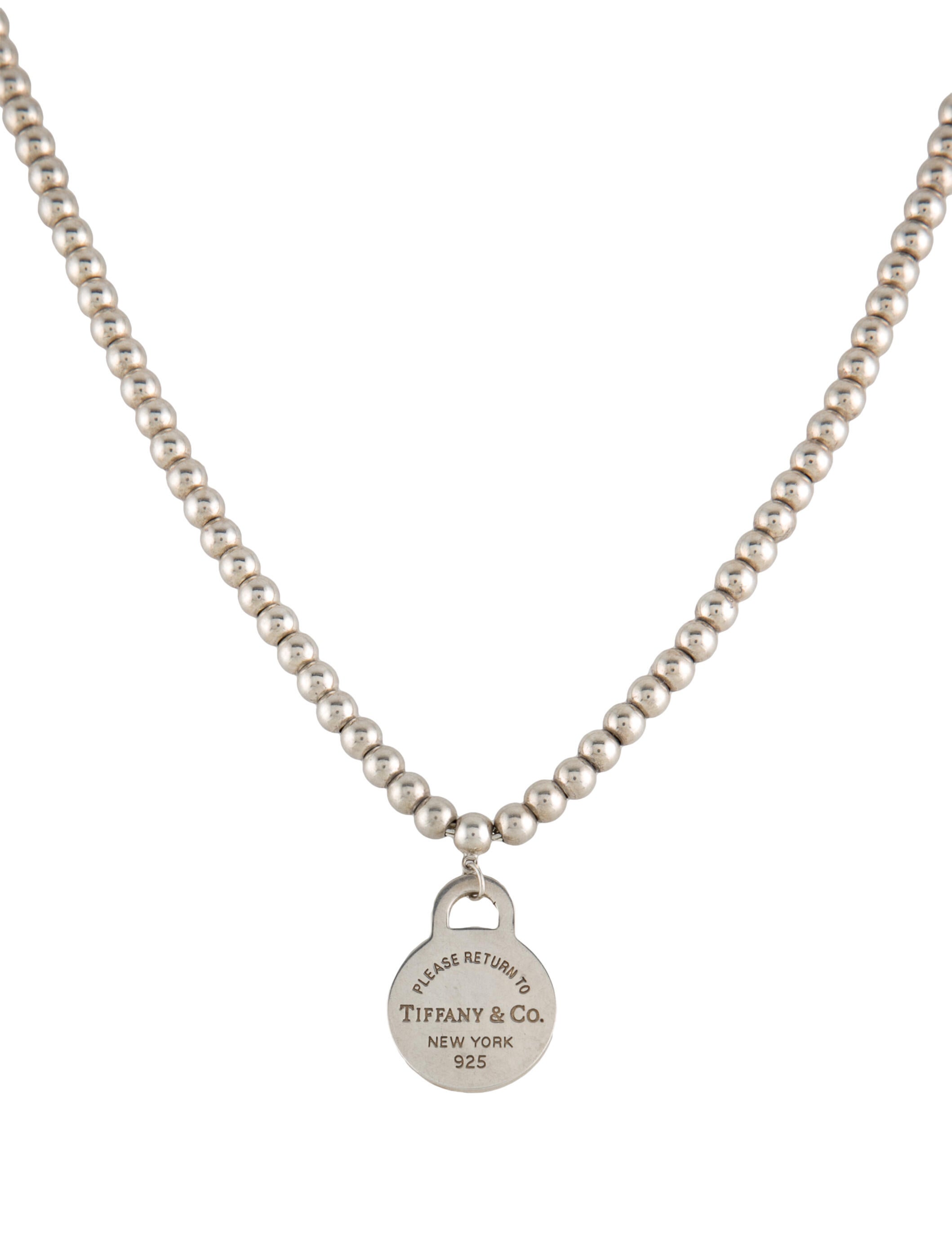 Tiffany & Co. Round Tag Bead Necklace - Sterling Silver Bead Strand ...