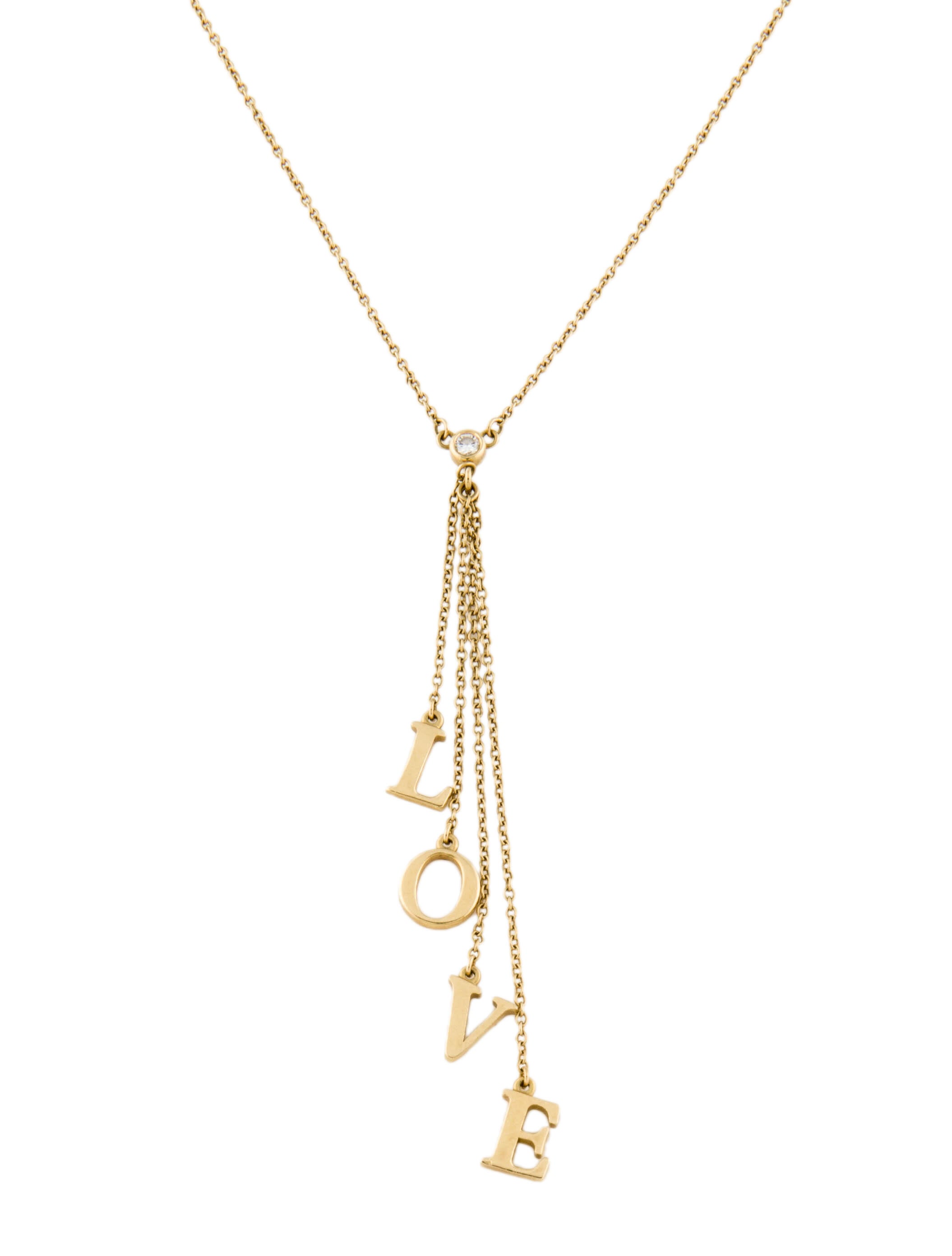 Tiffany & Co. 18K Diamond 'LOVE' Lavalier Necklace - 18K Yellow Gold ...