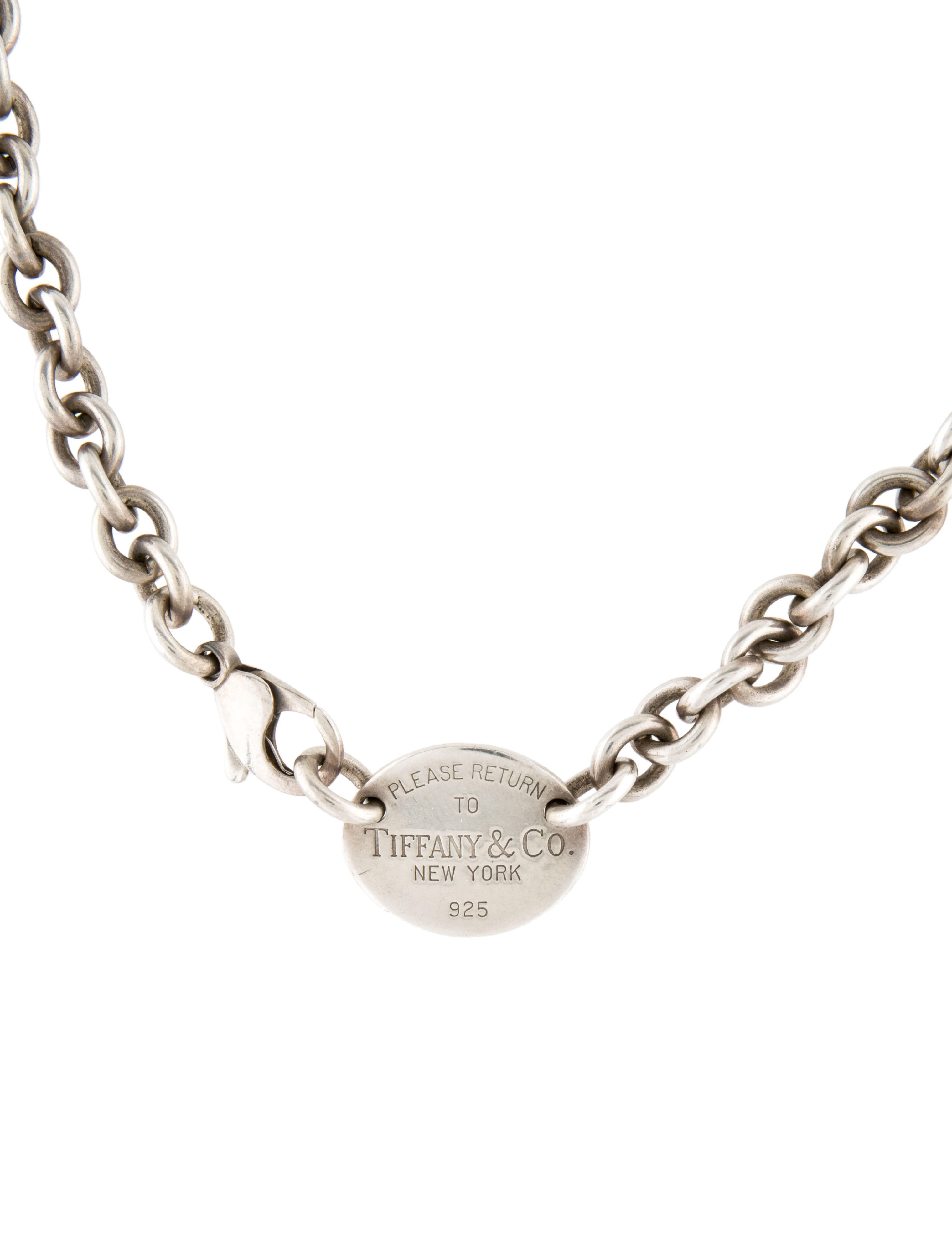 Tiffany & Co. Oval Tag Choker Necklace - Sterling Silver Choker ...