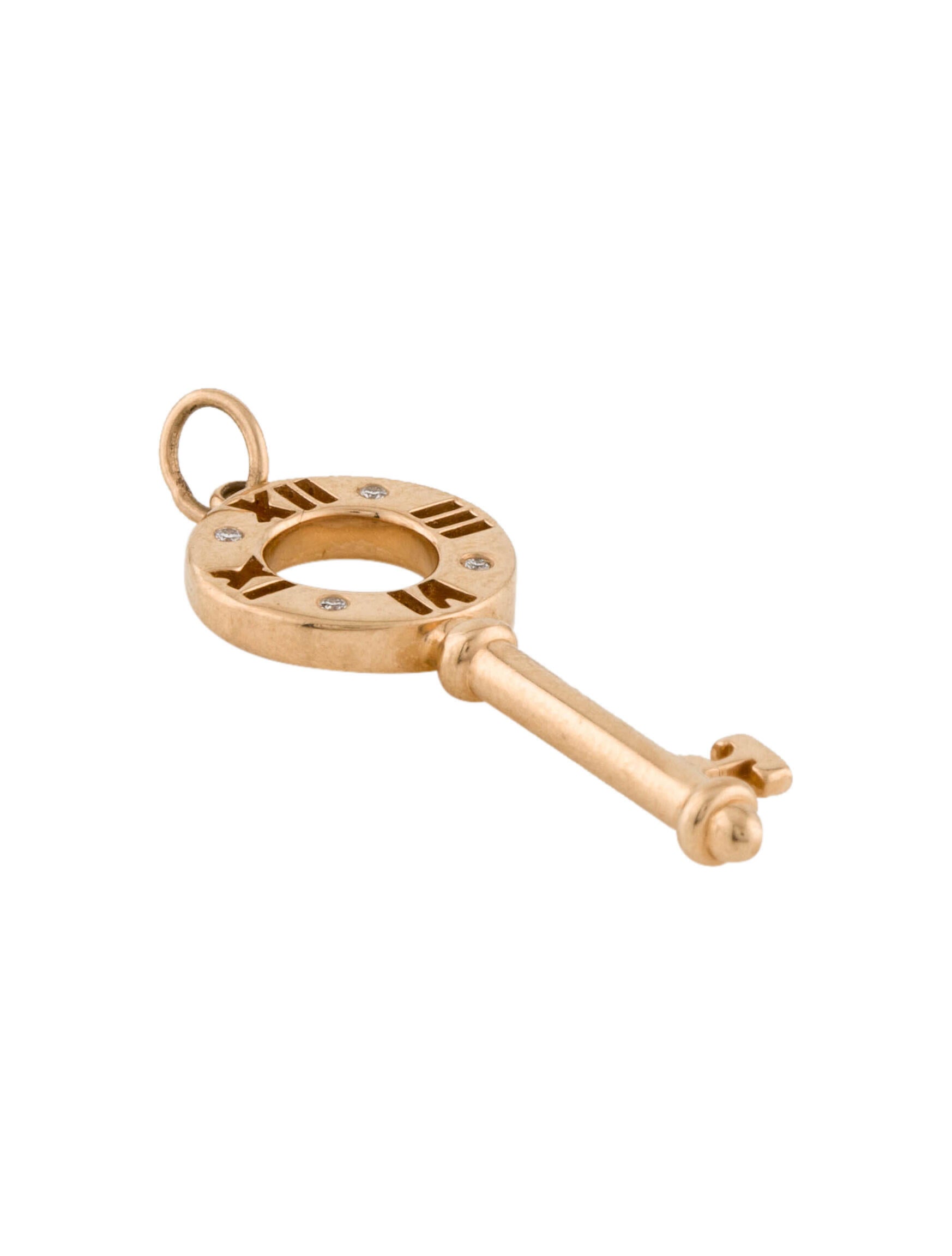 Tiffany & Co. 18K Diamond Atlas Pierced Key Pendant - 18K Rose Gold ...
