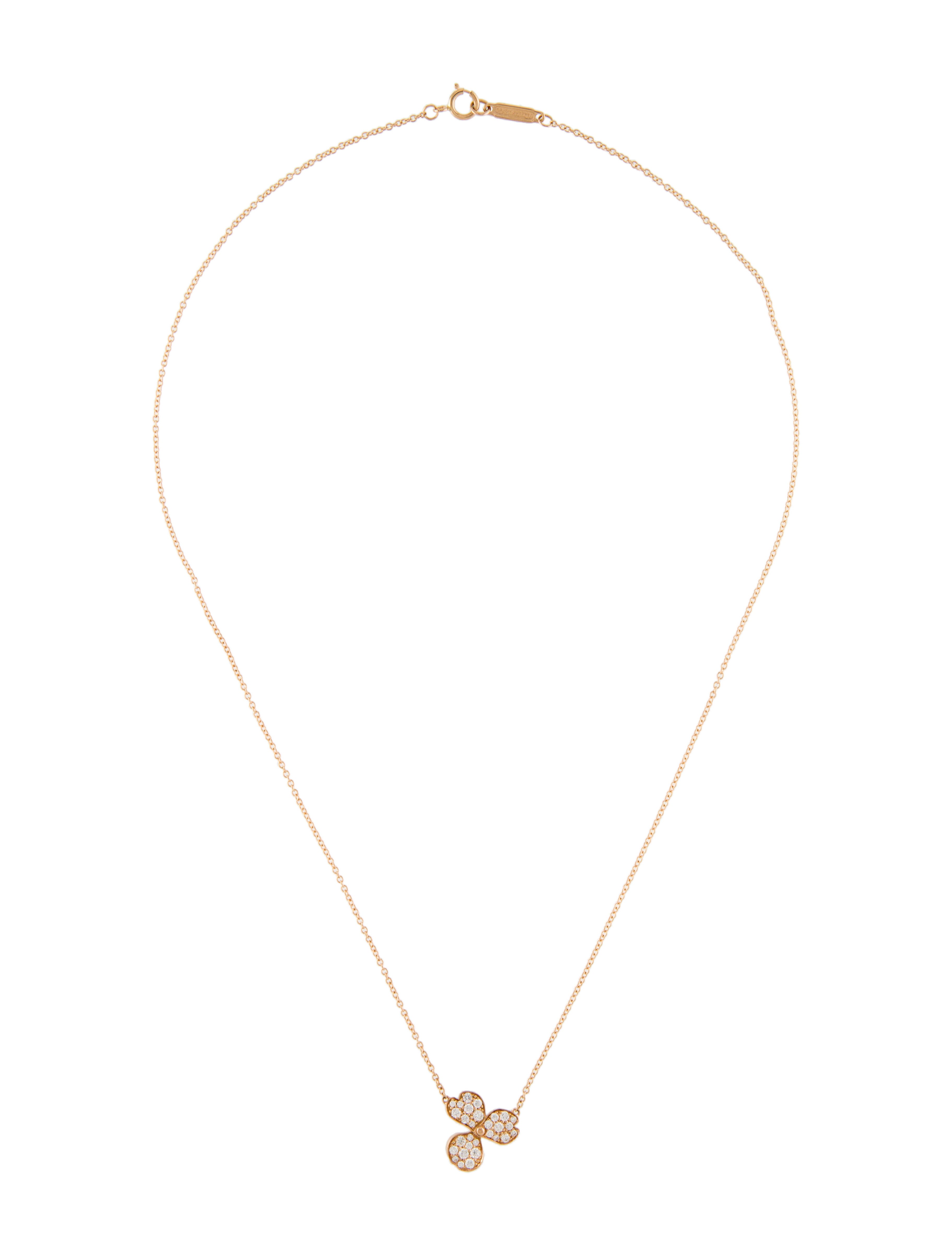 Tiffany & Co. 18K Diamond Paper Flower Pendant Necklace - Pendant ...