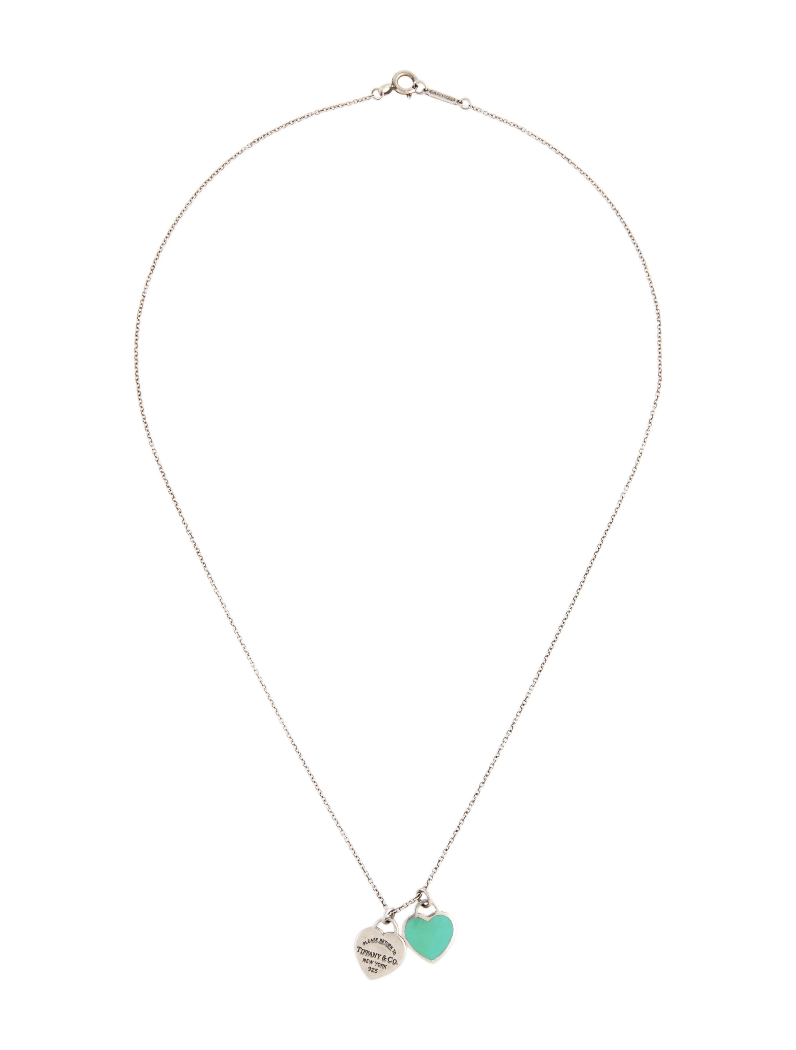 Tiffany & Co. Tiffany & Co. Blue Mini Double Heart Tag Pendant Necklace ...