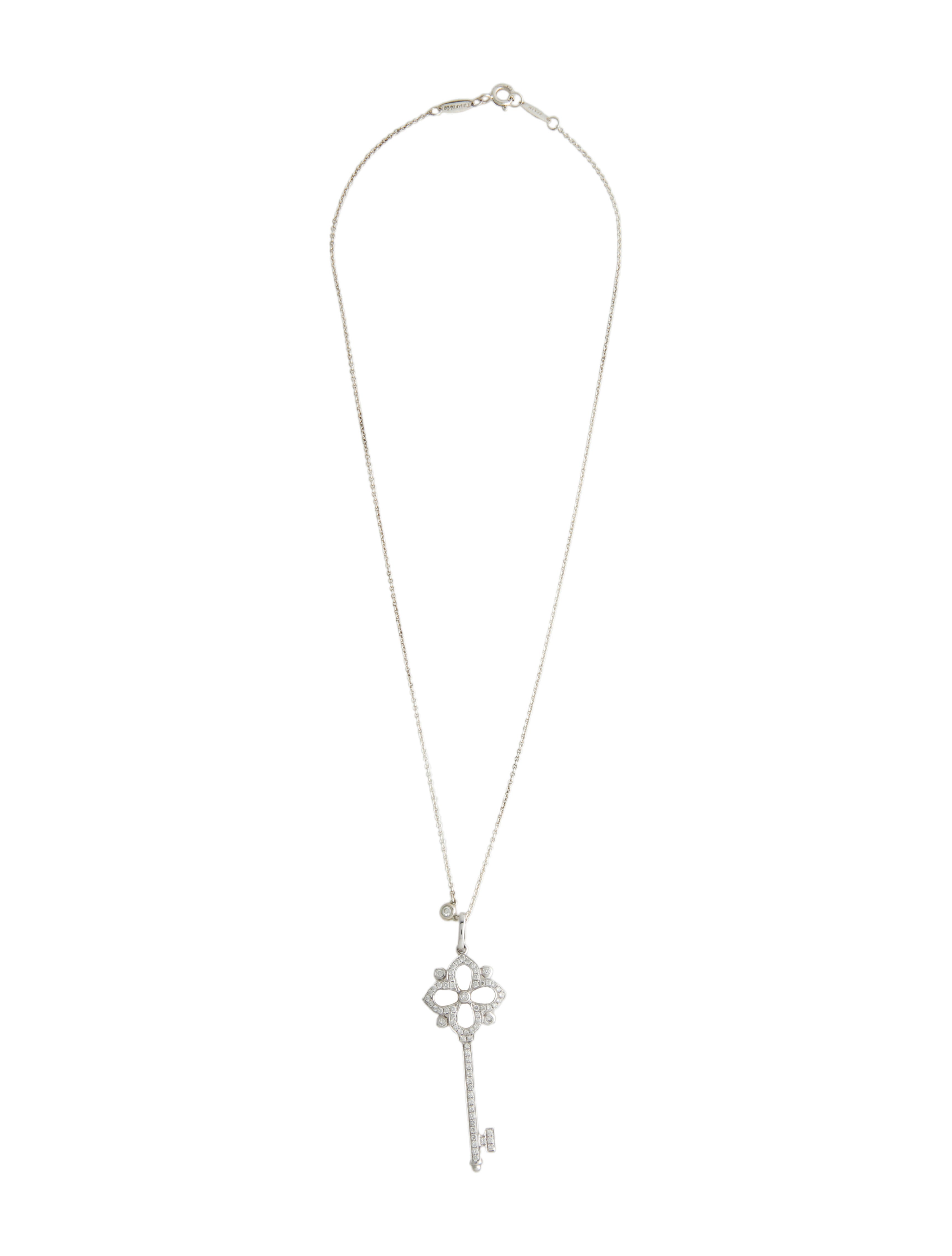 Tiffany & Co. 18K Diamond Clover Key Pendant Necklace - 18K Yellow Gold ...