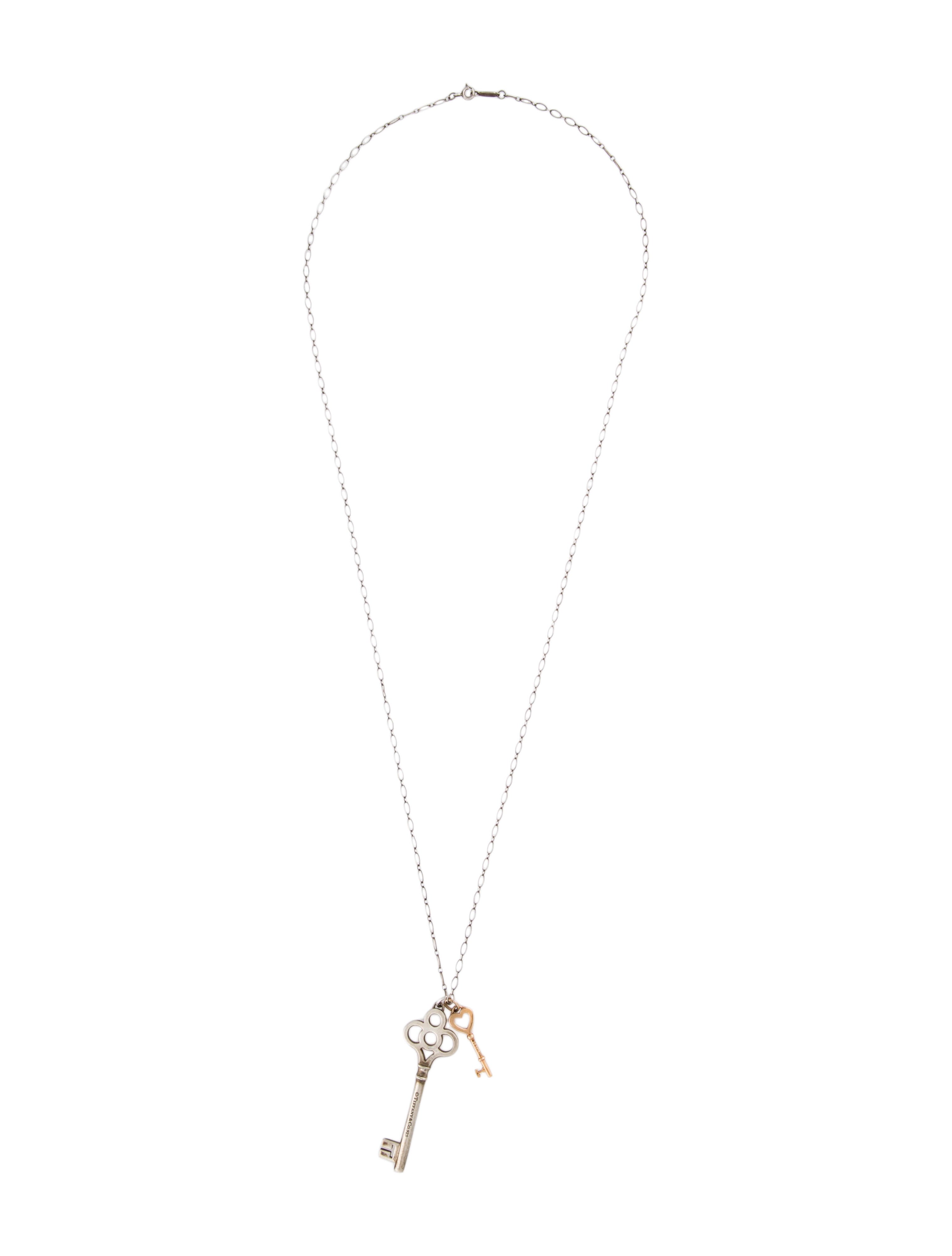Tiffany & Co. Two-Tone Key Pendant Necklace - Pendant Necklace ...