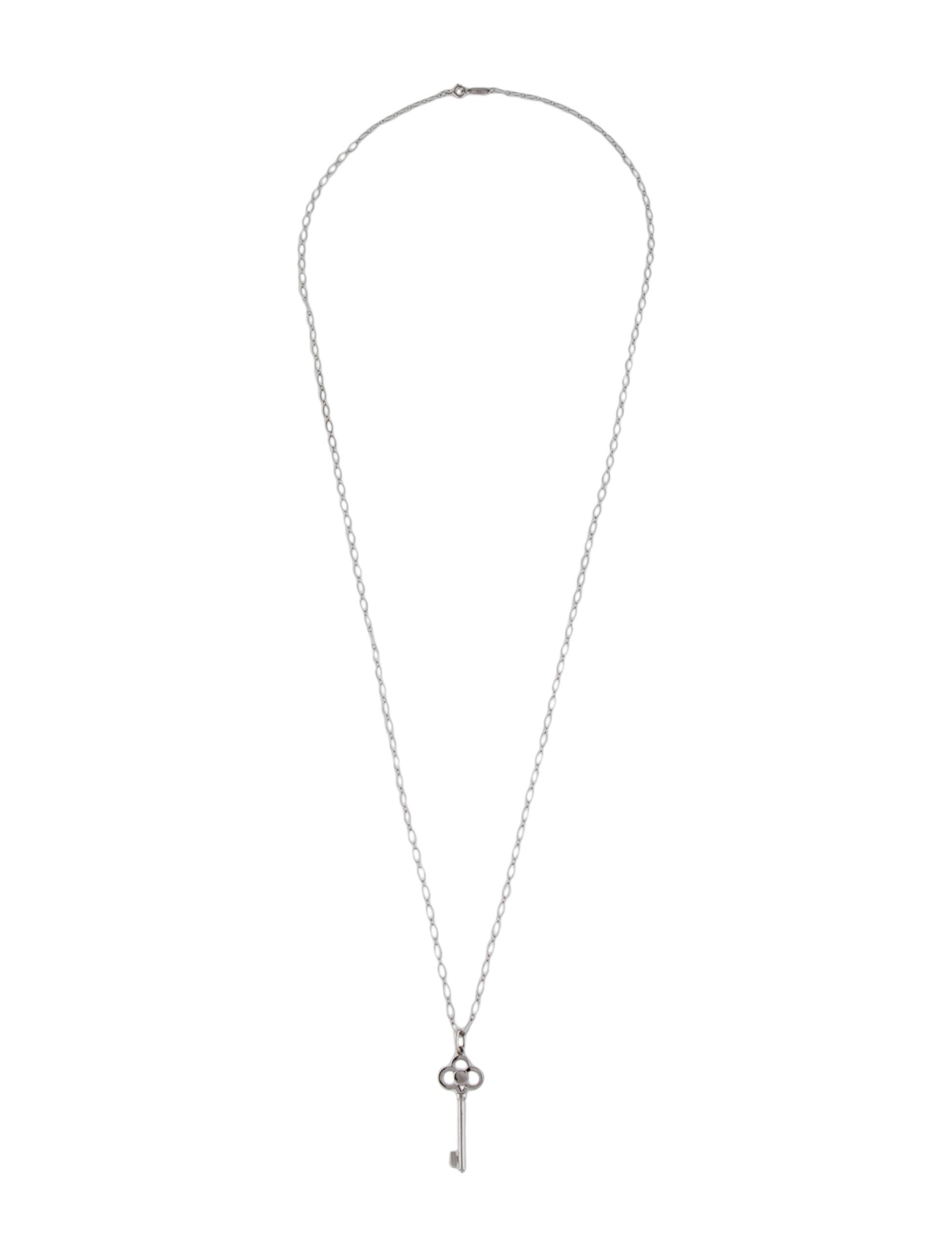 Tiffany & Co. 18K Diamond Crown Key Pendant Necklace - Rhodium-Plated ...