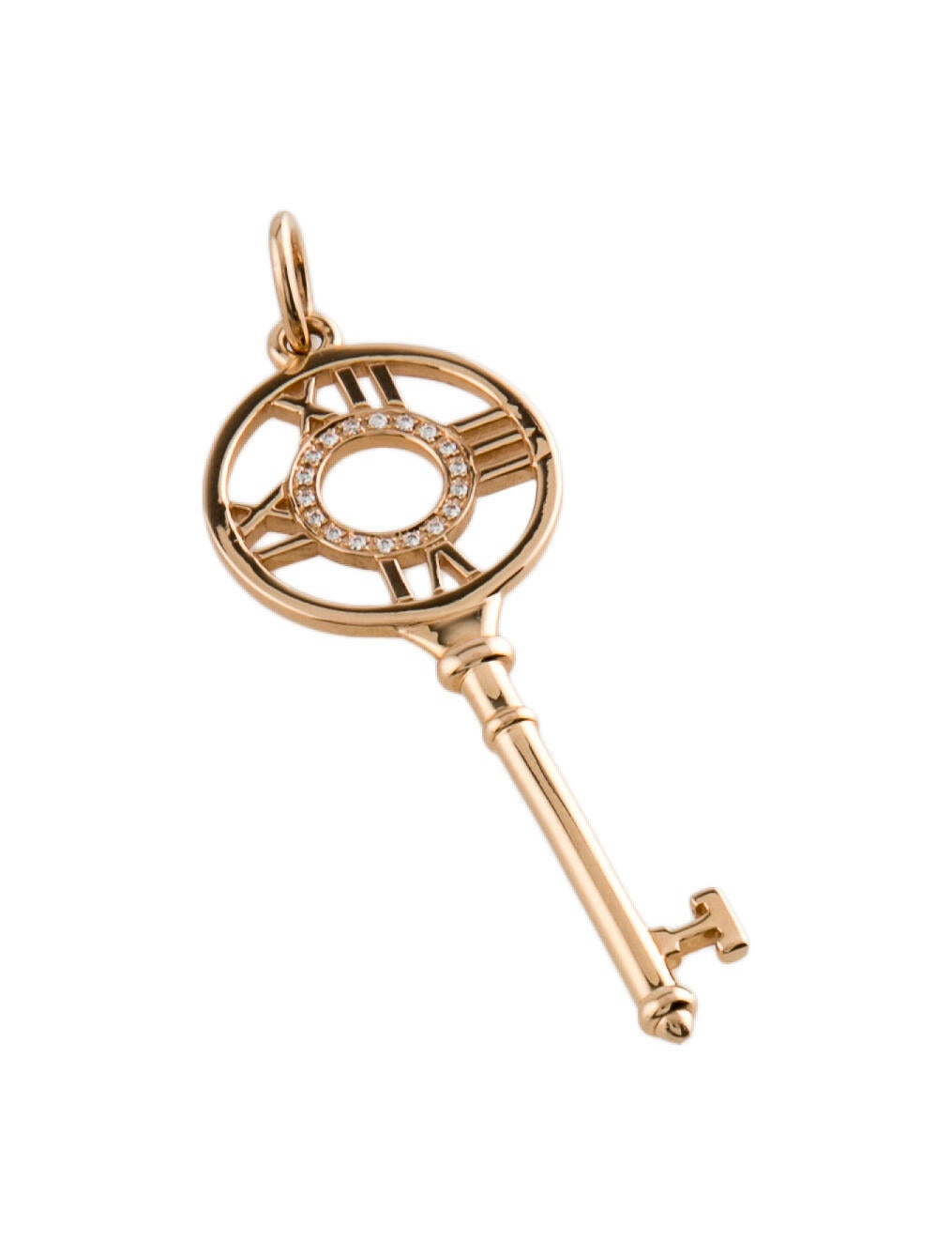 Tiffany & Co. 18K Atlas Diamond Key Pendant Necklace - 18K Rose Gold ...