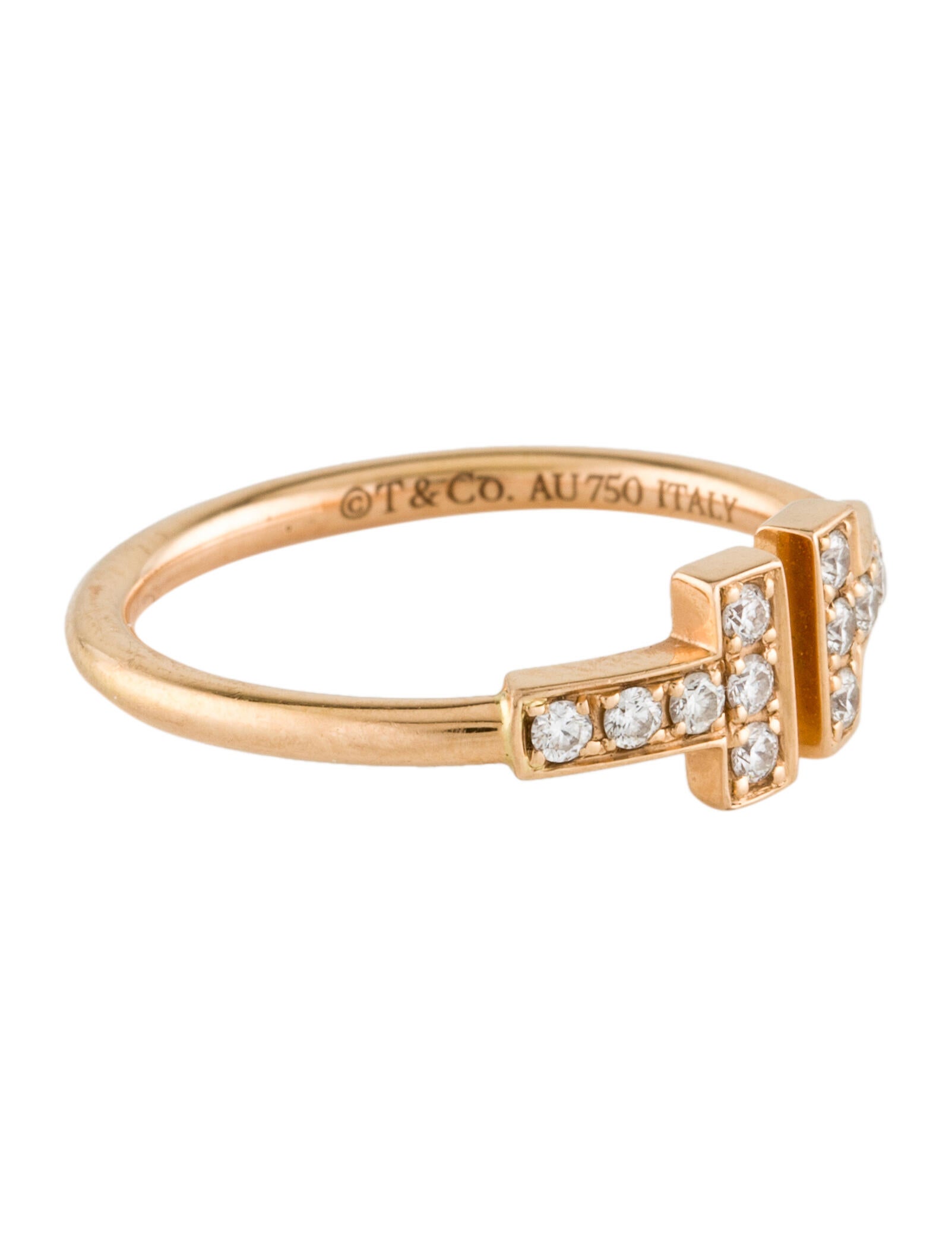 Tiffany & Co. 18K Diamond T Wire Ring - 18K Rose Gold Cocktail Ring ...