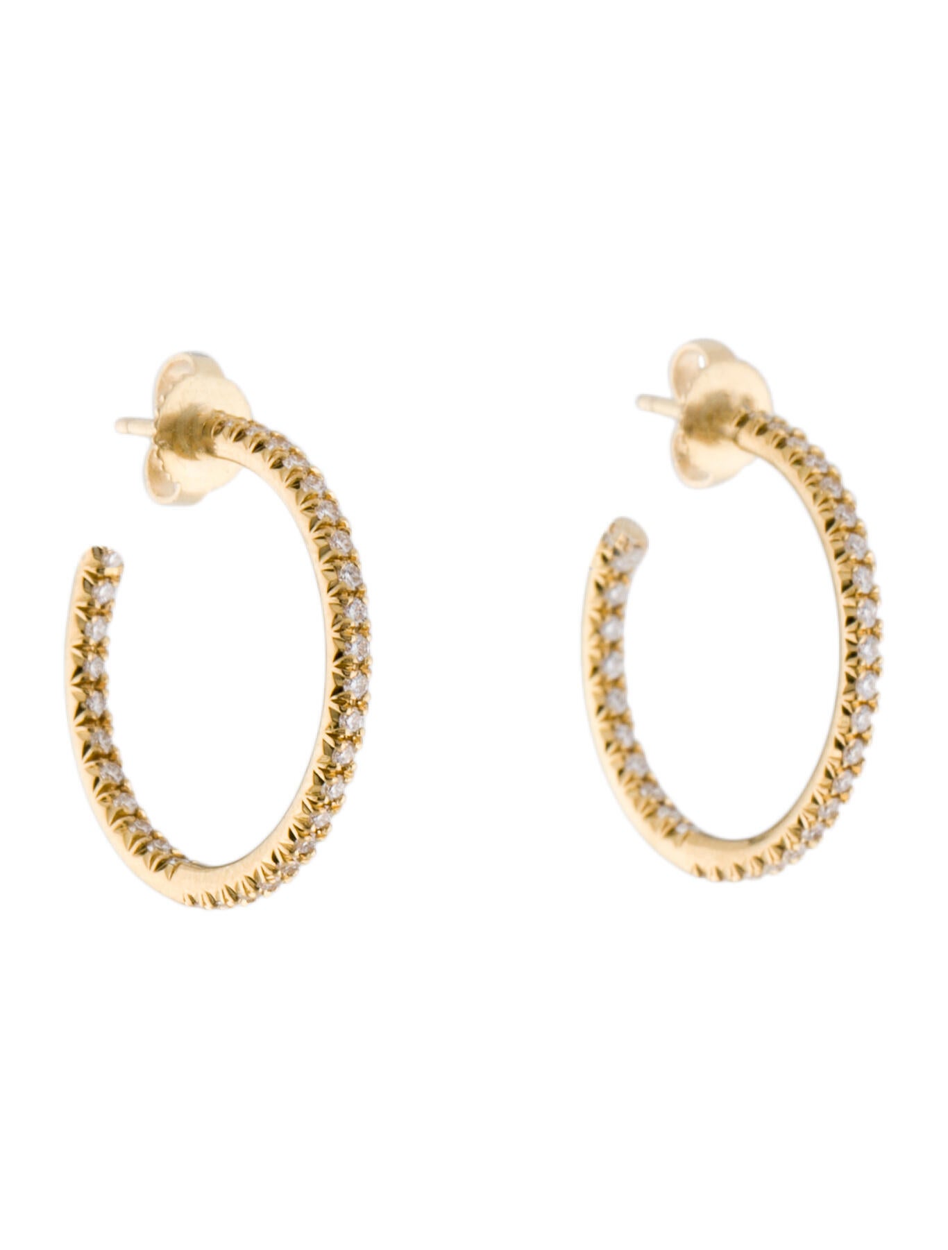 David Yurman 18K Diamond Pave Hoop Earrings - 18K Yellow Gold Hoop ...