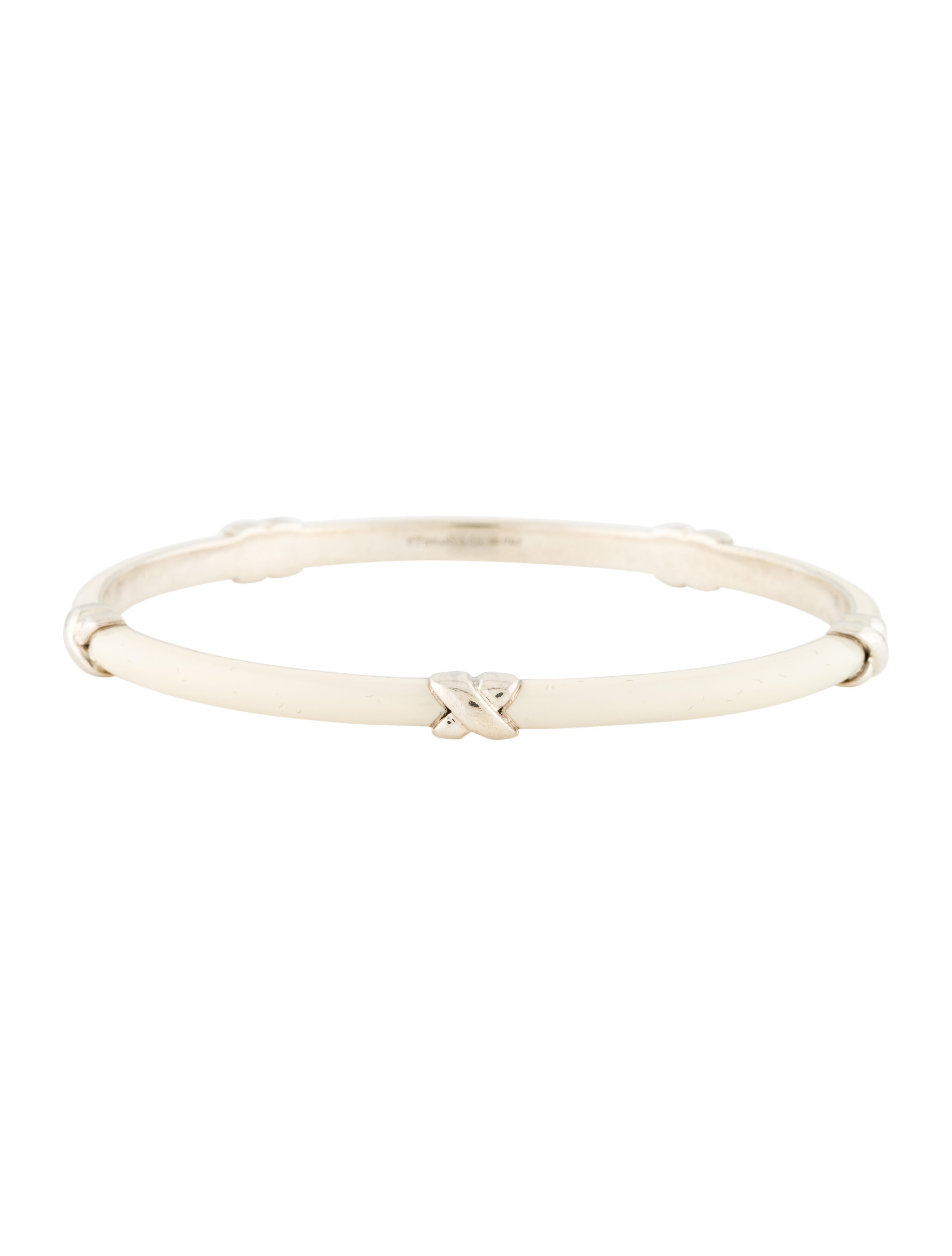 Tiffany & Co. Enamel Signature X Bangle - Sterling Silver Bangle ...