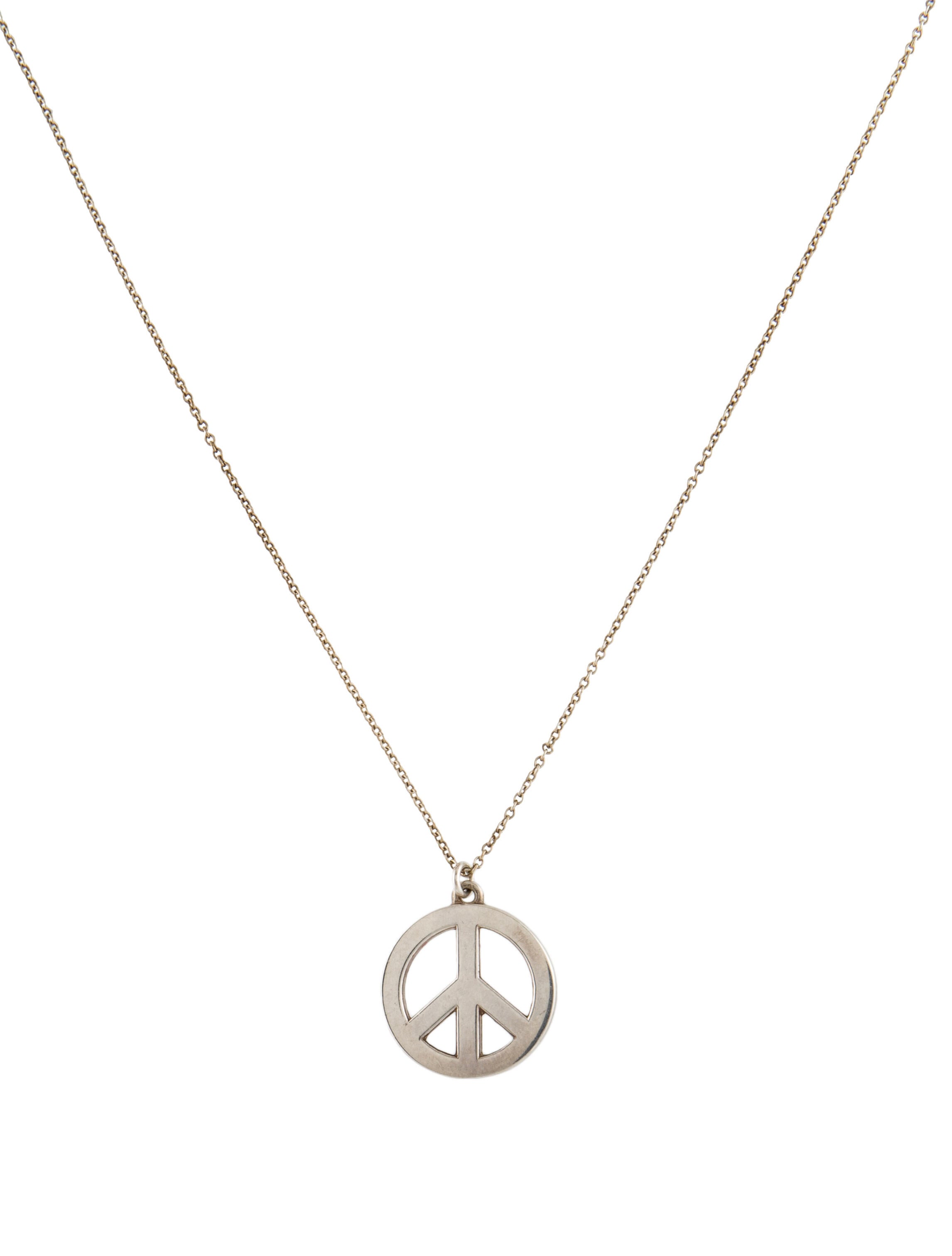 Tiffany & Co. Peace Sign Pendant Necklace - Sterling Silver Pendant ...