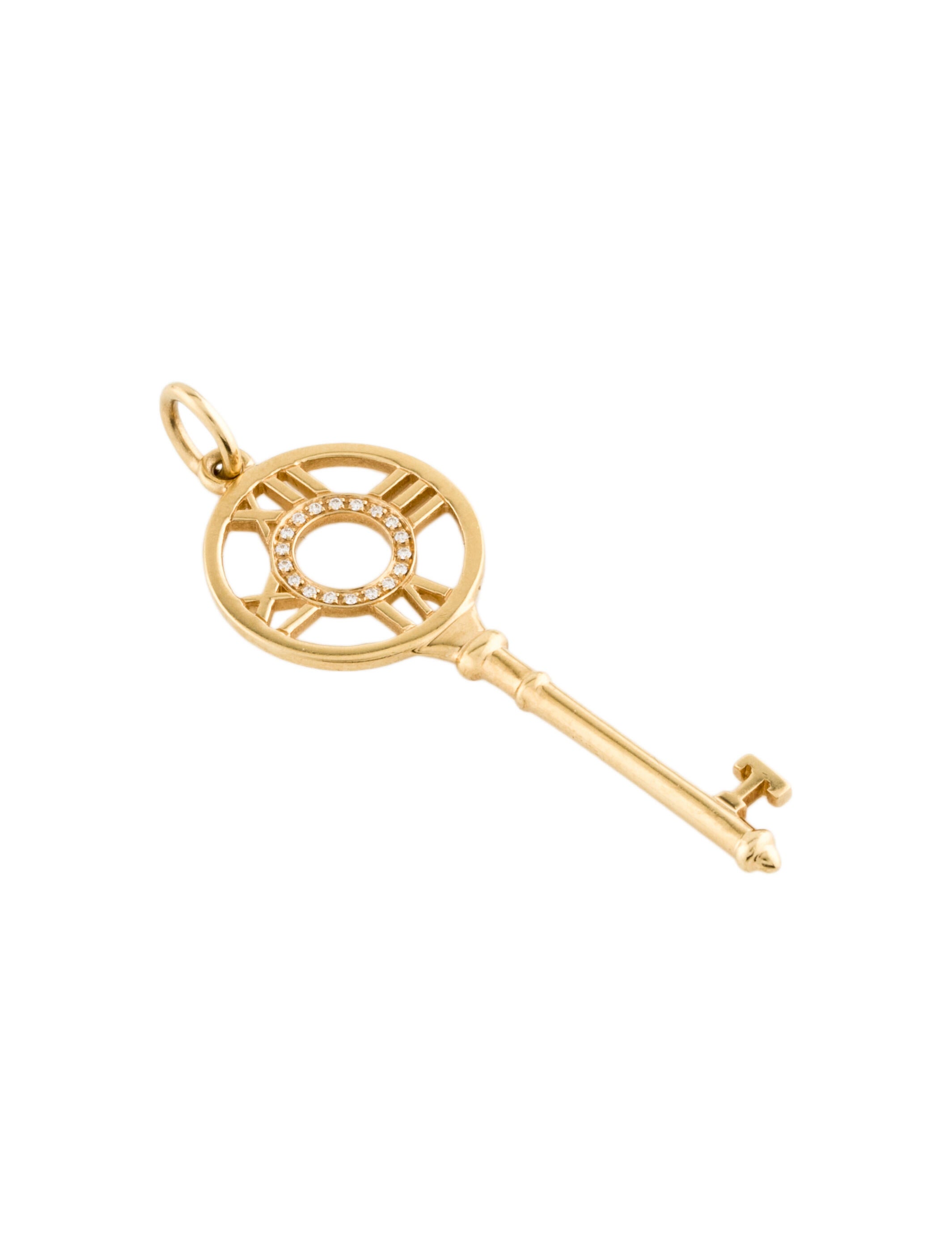 Tiffany & Co. 18K Diamond Atlas Key Pendant - 18K Yellow Gold Pendant ...