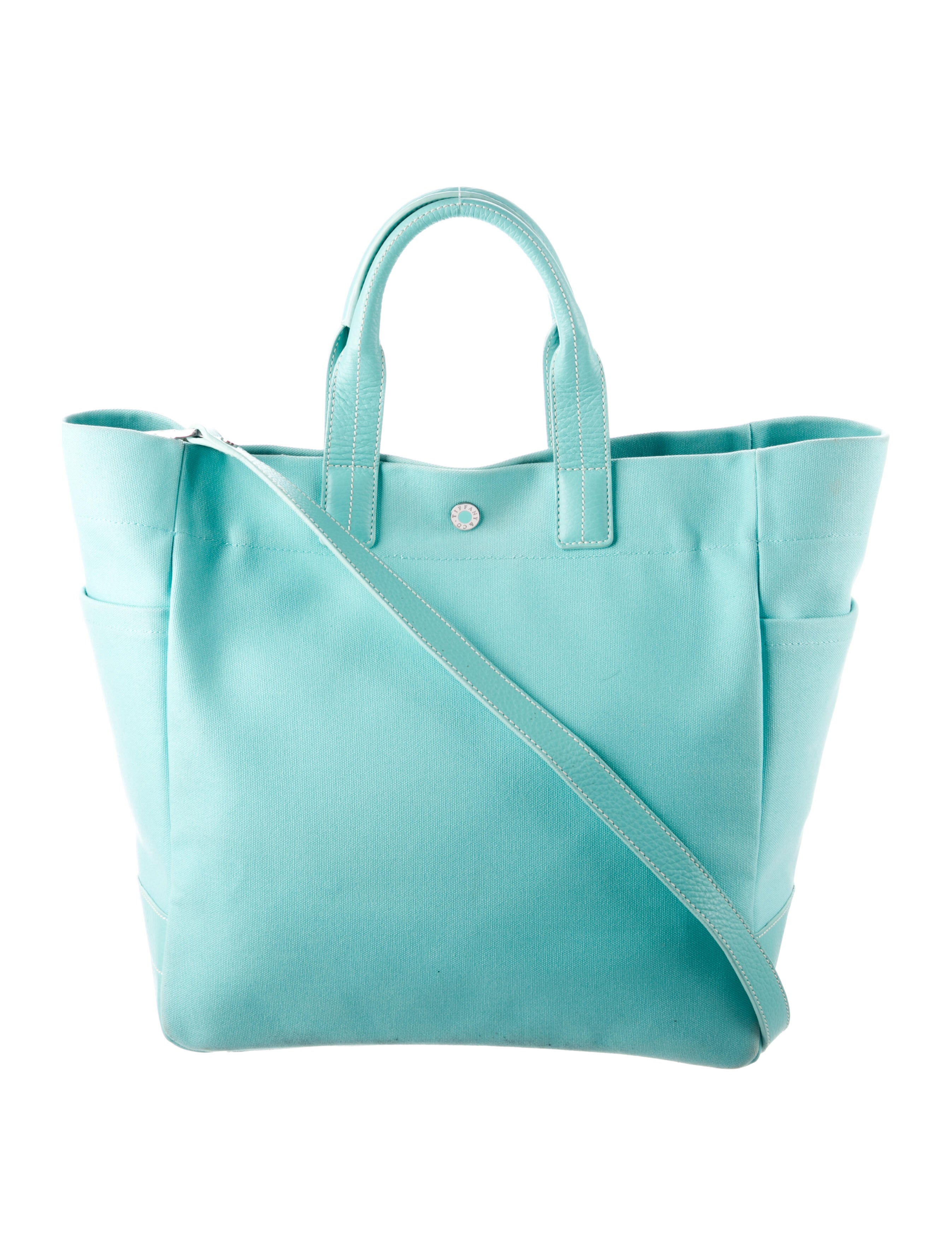 Tiffany & Co. Canvas Leather Trim Tote Bag - Blue Totes, Handbags ...
